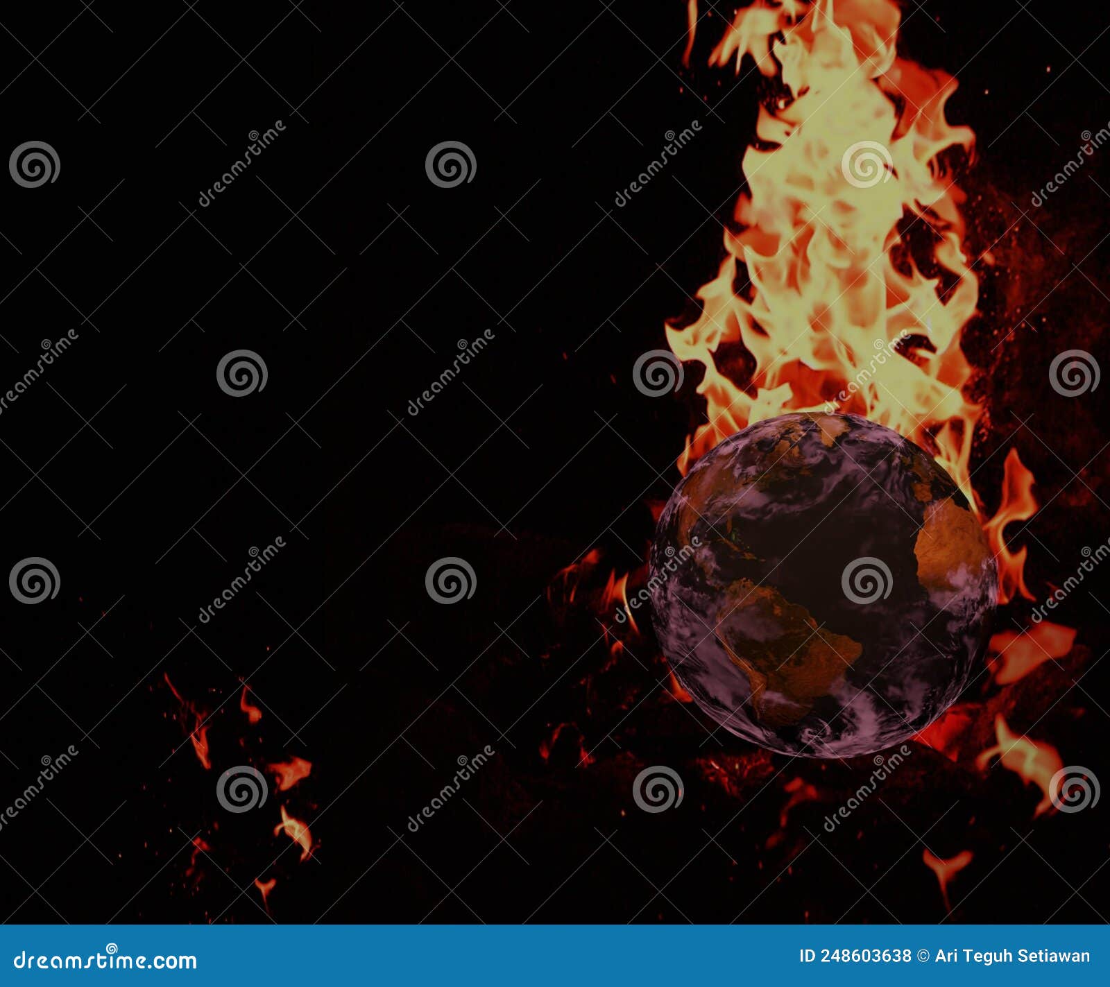 Isolated Planet Earth on Fire 3d Rendering Stock Illustration ...