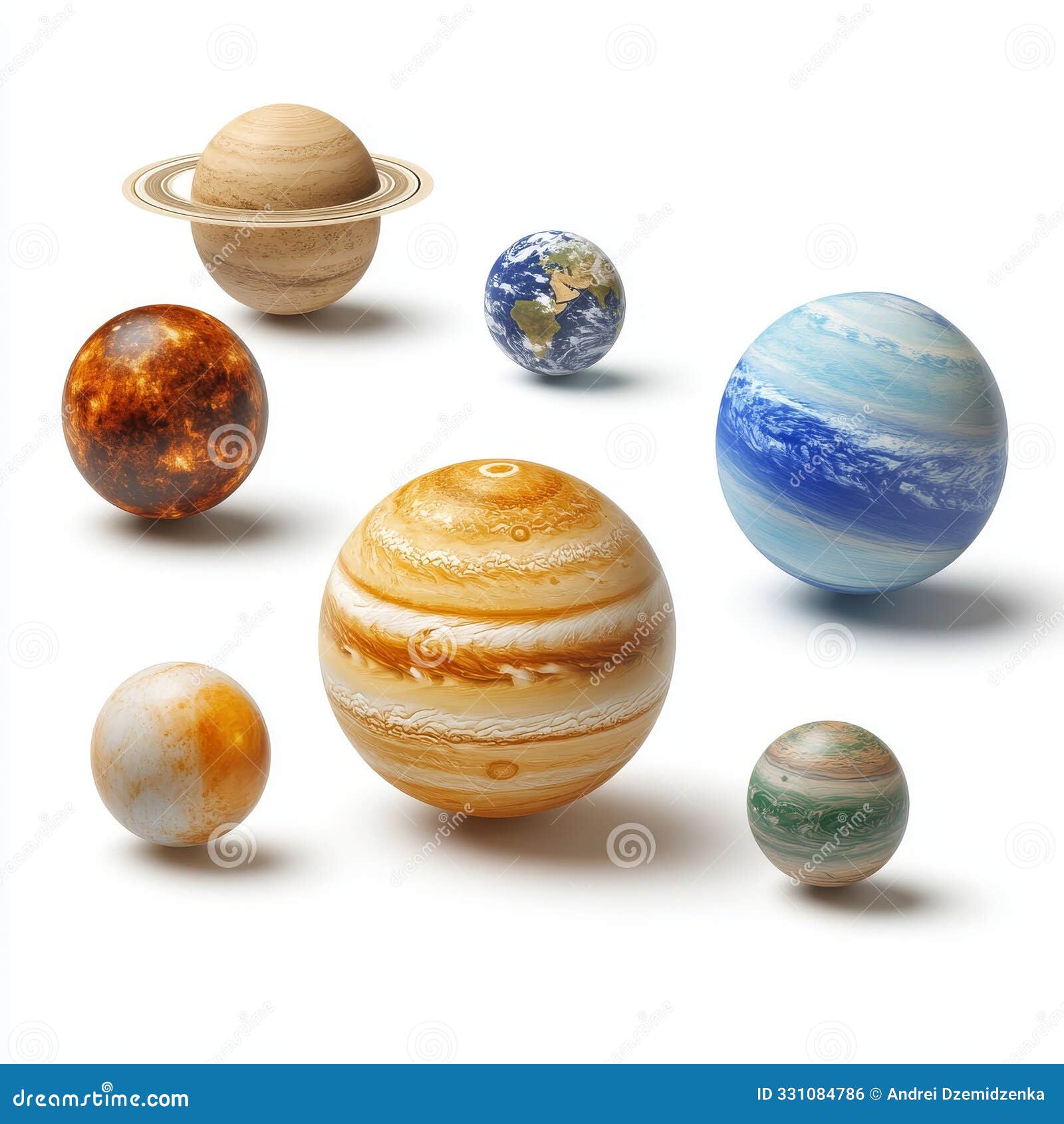 Isolated Planets of the Solar System in High-resolution on White. this ...