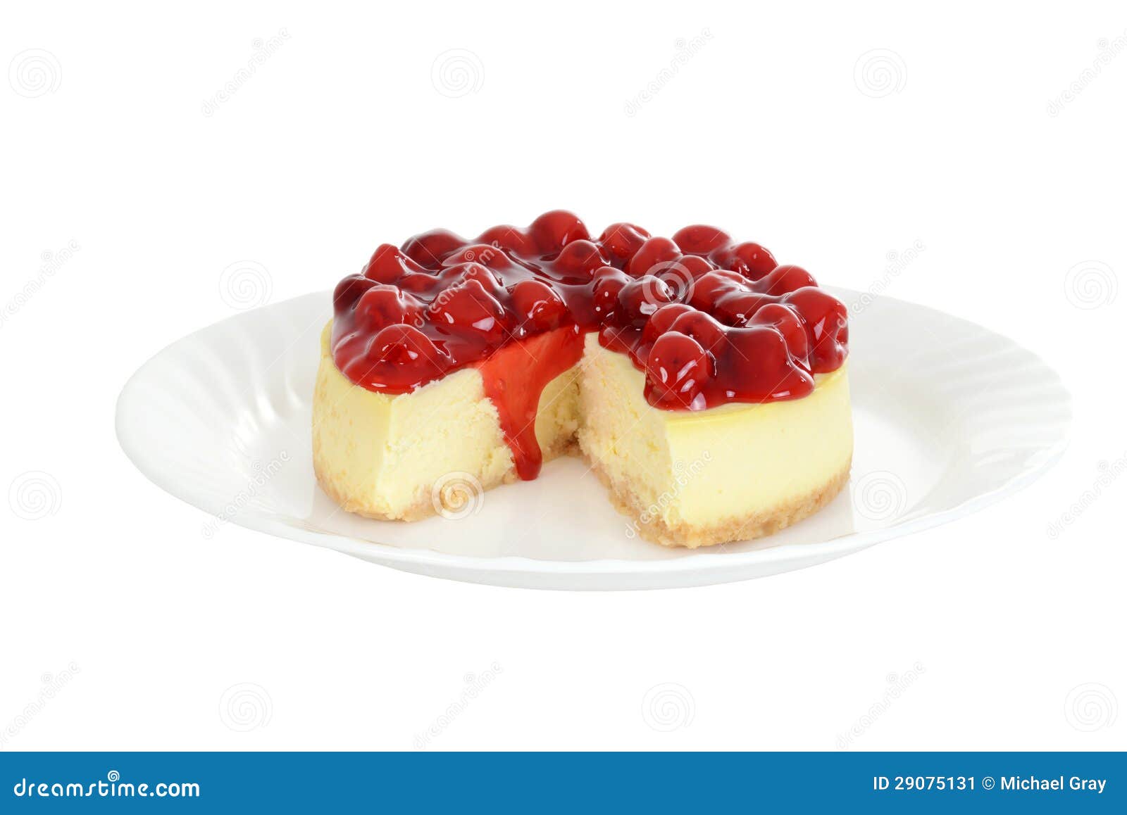 Isolated Plate Of Cherry Cheesecake Stock Image - Image of cheese ...