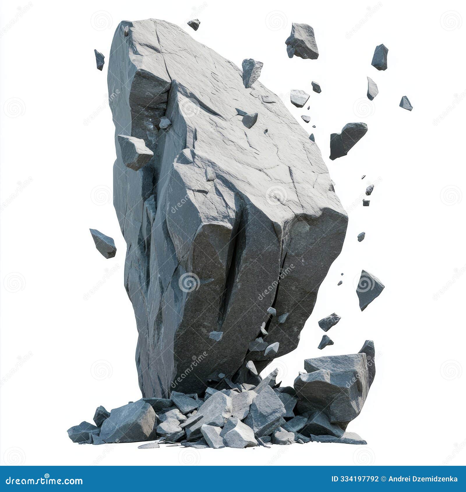 Isolated PNG of Stone Wall Falling into Small Fragments. Stock Photo ...