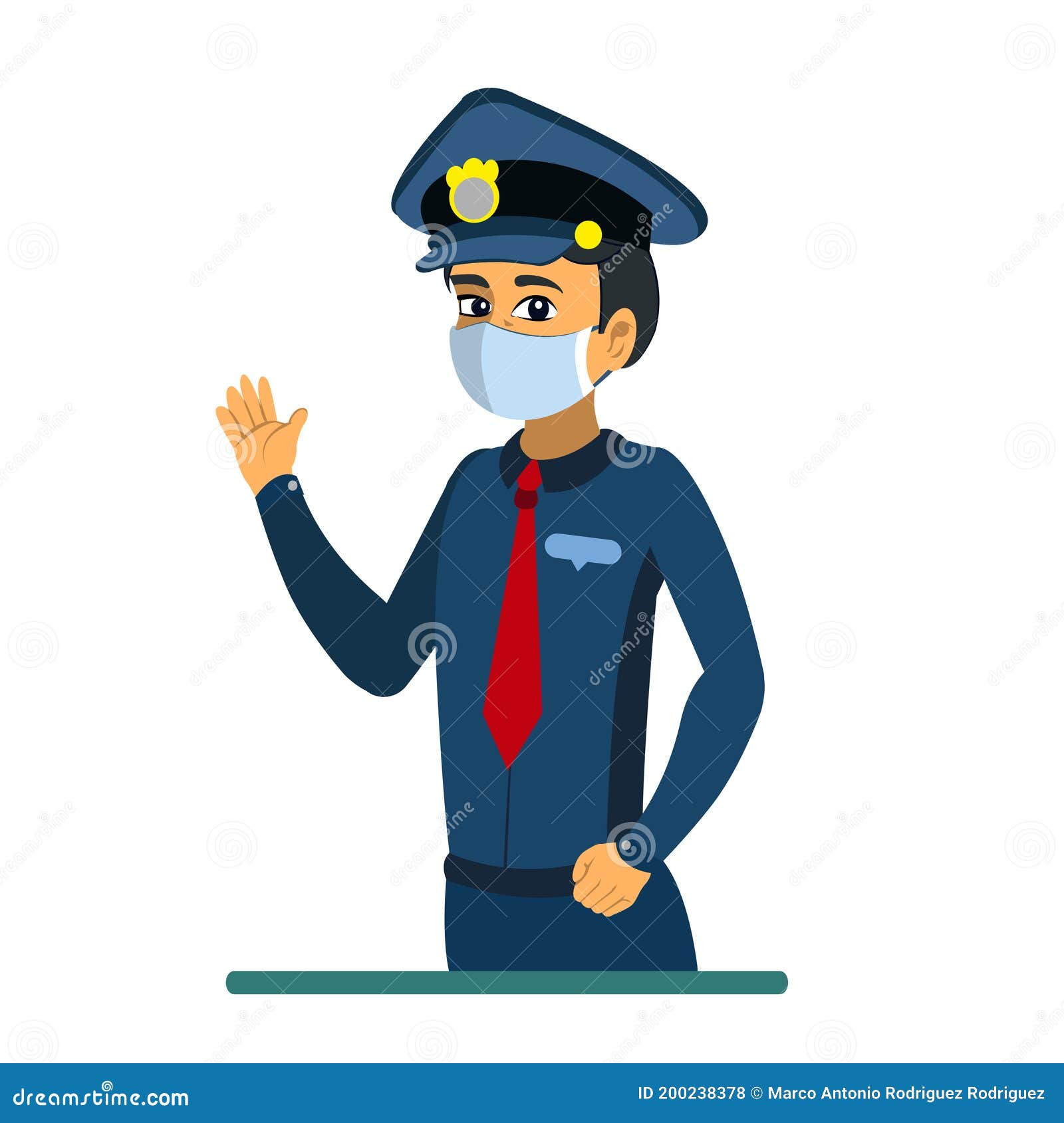 Isolated Police Wearing a Face Mask Stock Vector - Illustration of ...
