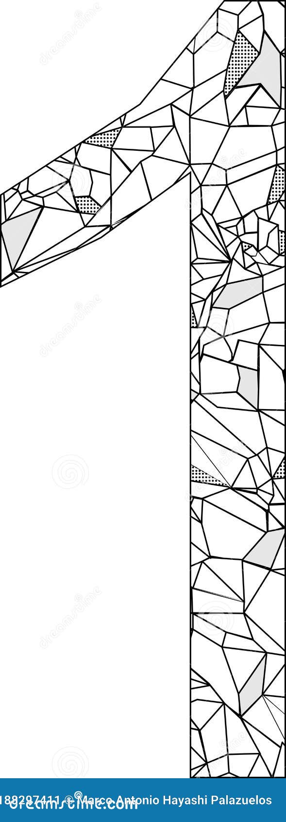 Isolated Polygonal One Number Illustration Mandala Coloring Stock ...