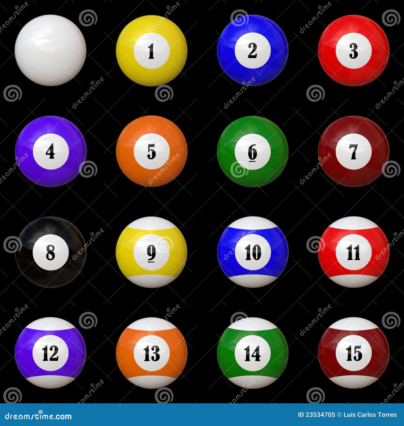 Isolated Pool balls set stock image. Image of view, table - 23534705