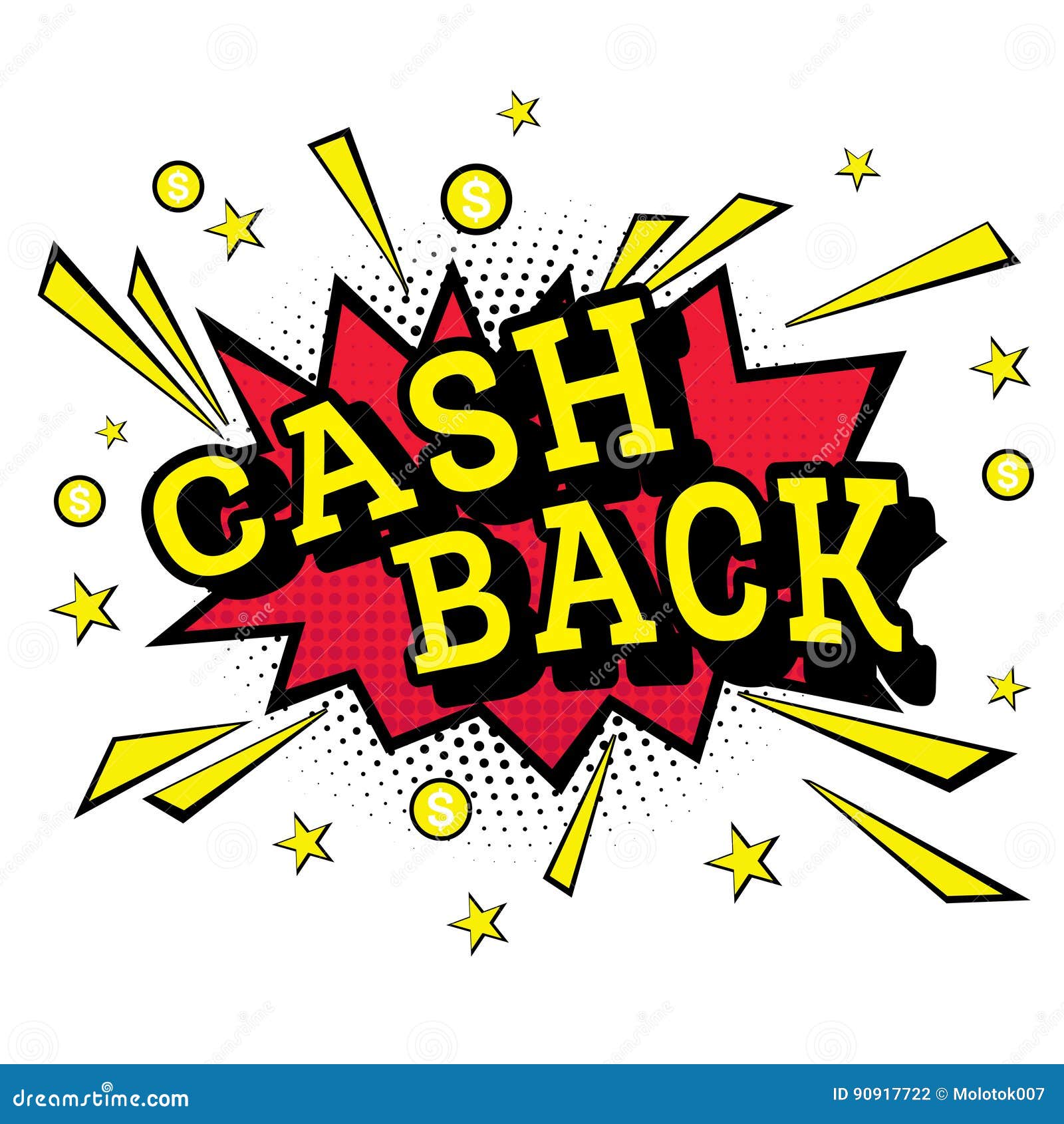 Isolated Pop Art Emblem Cash Back. Stock Vector - Illustration of money ...