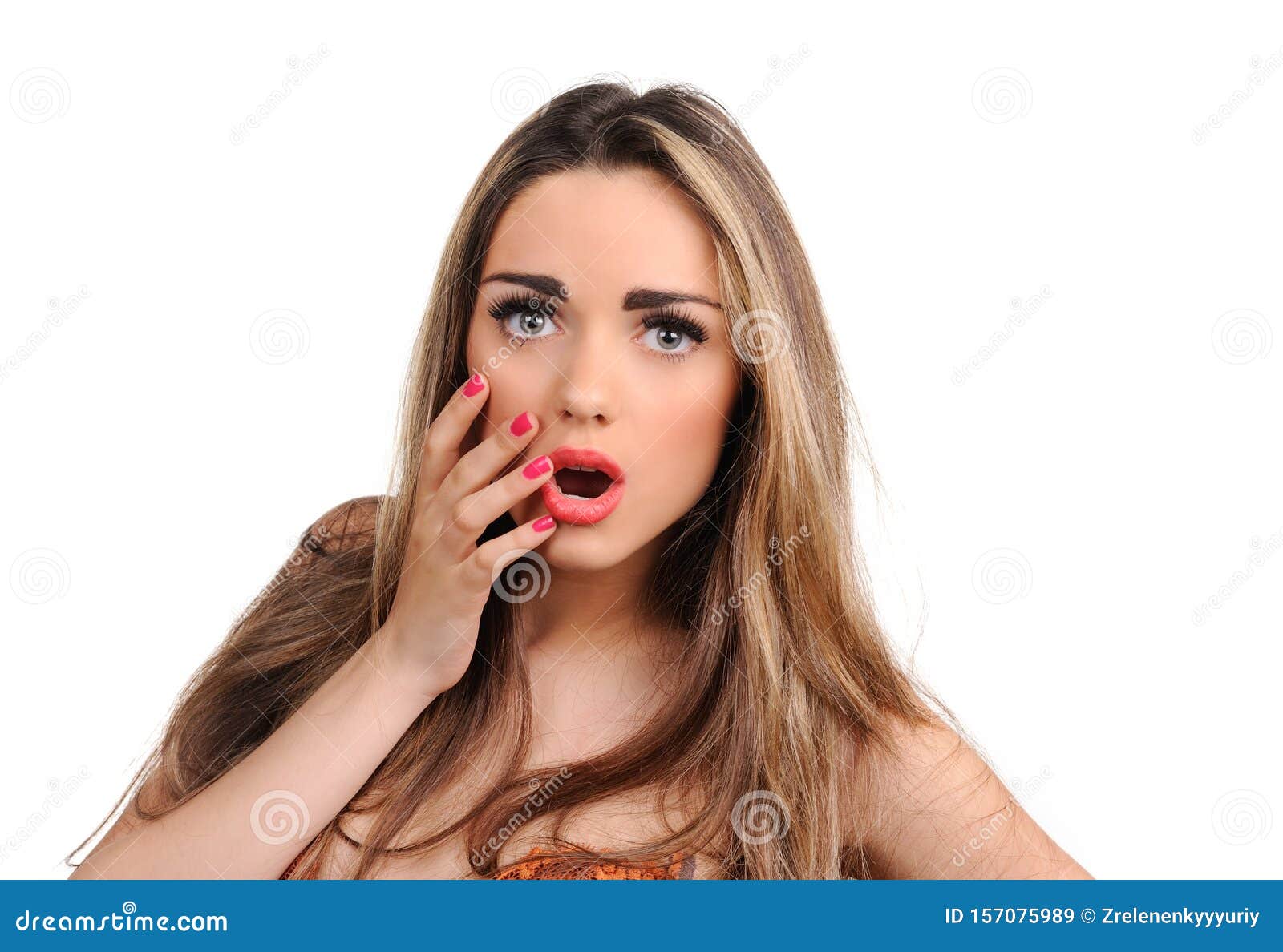 Isolated Portrait Shot Of A Beautiful Caucasian Woman Happy And