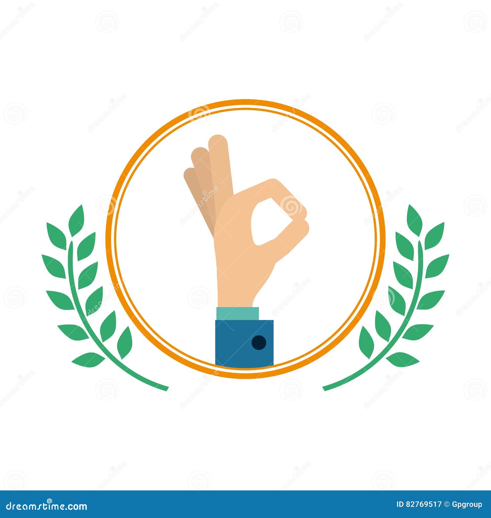 Isolated Positive Hand Inside Label Design Stock Vector - Illustration ...