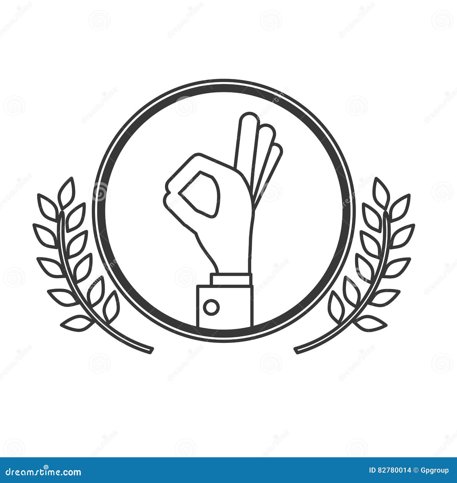 Isolated Positive Hand Inside Label Design Stock Vector - Illustration ...