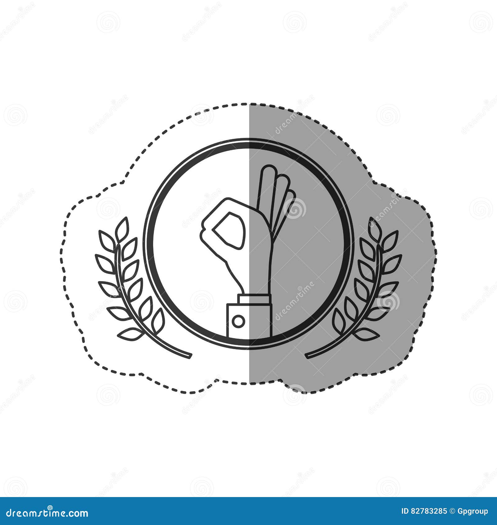 Isolated Positive Hand Inside Label Design Stock Vector - Illustration ...