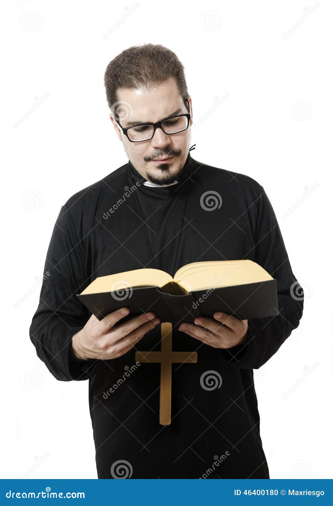 Isolated Priest Reading the Bible Stock Photo - Image of catholic ...