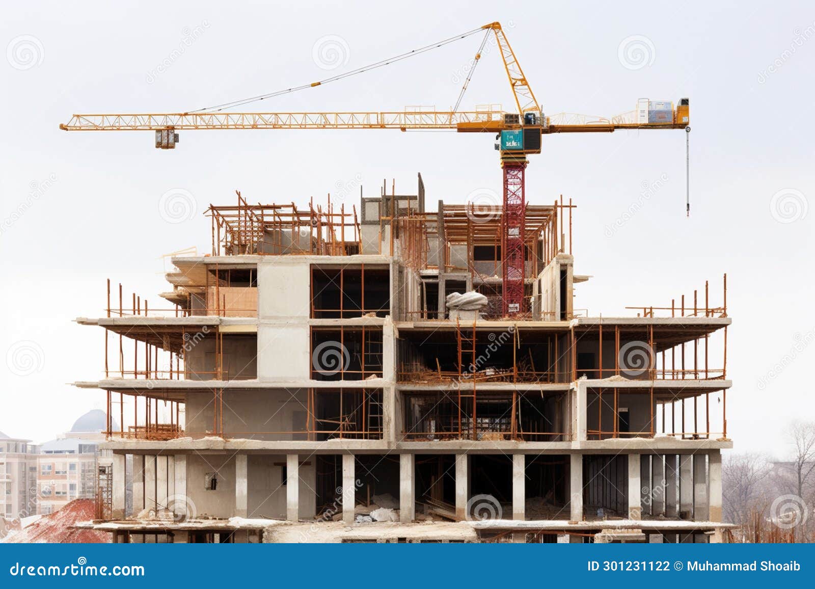 Isolated Progress Construction Site with a Building in Development on a ...