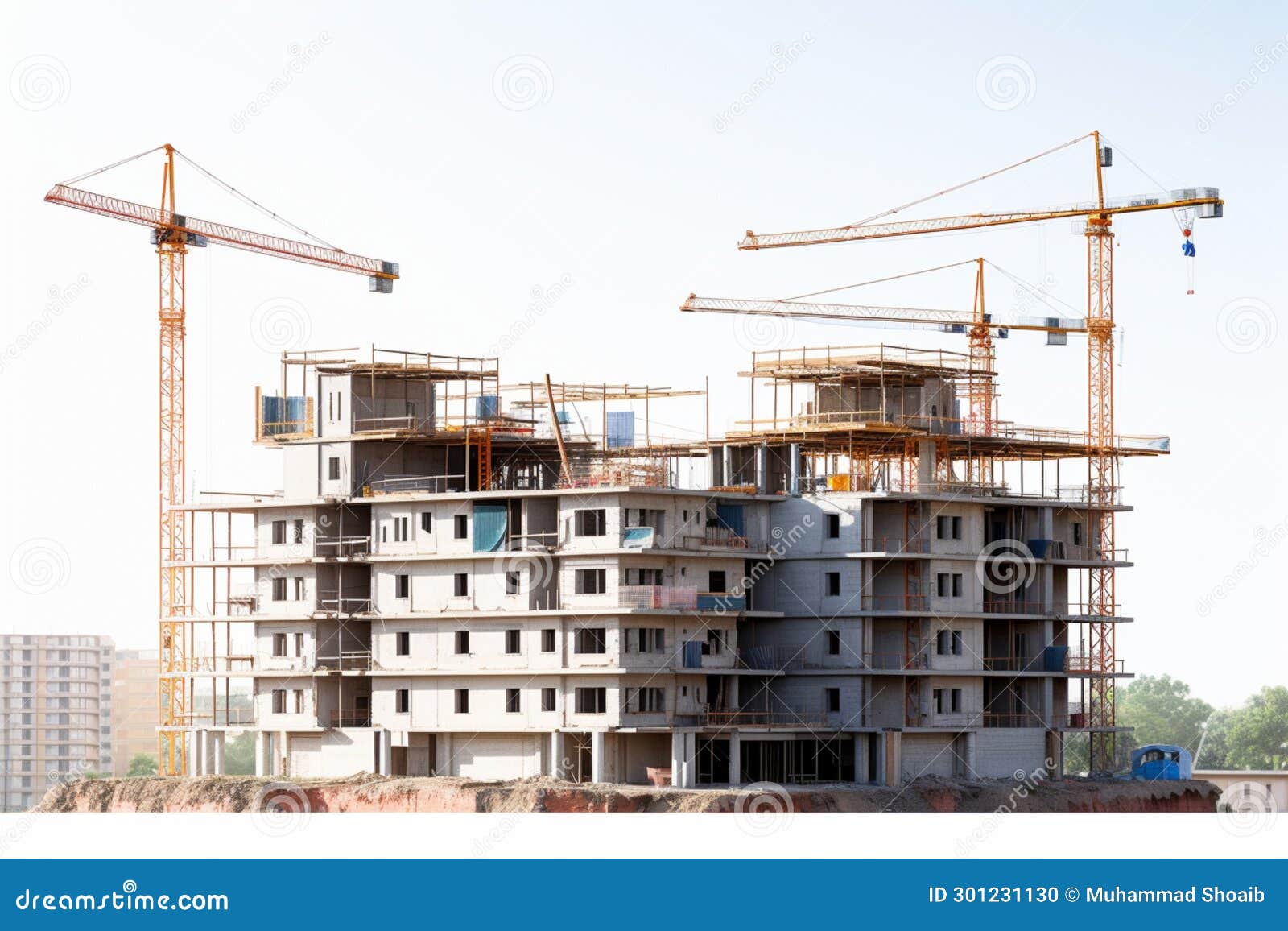 Isolated Progress Construction Site with a Building in Development on a ...