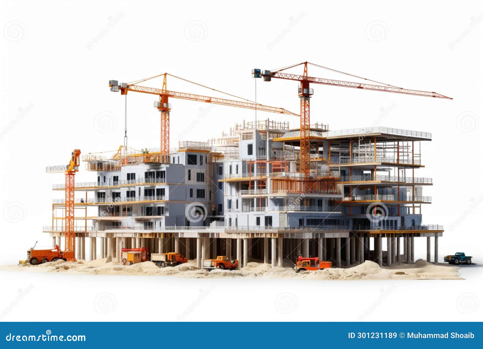 Isolated Progress Construction Site with a Building in Development on a ...