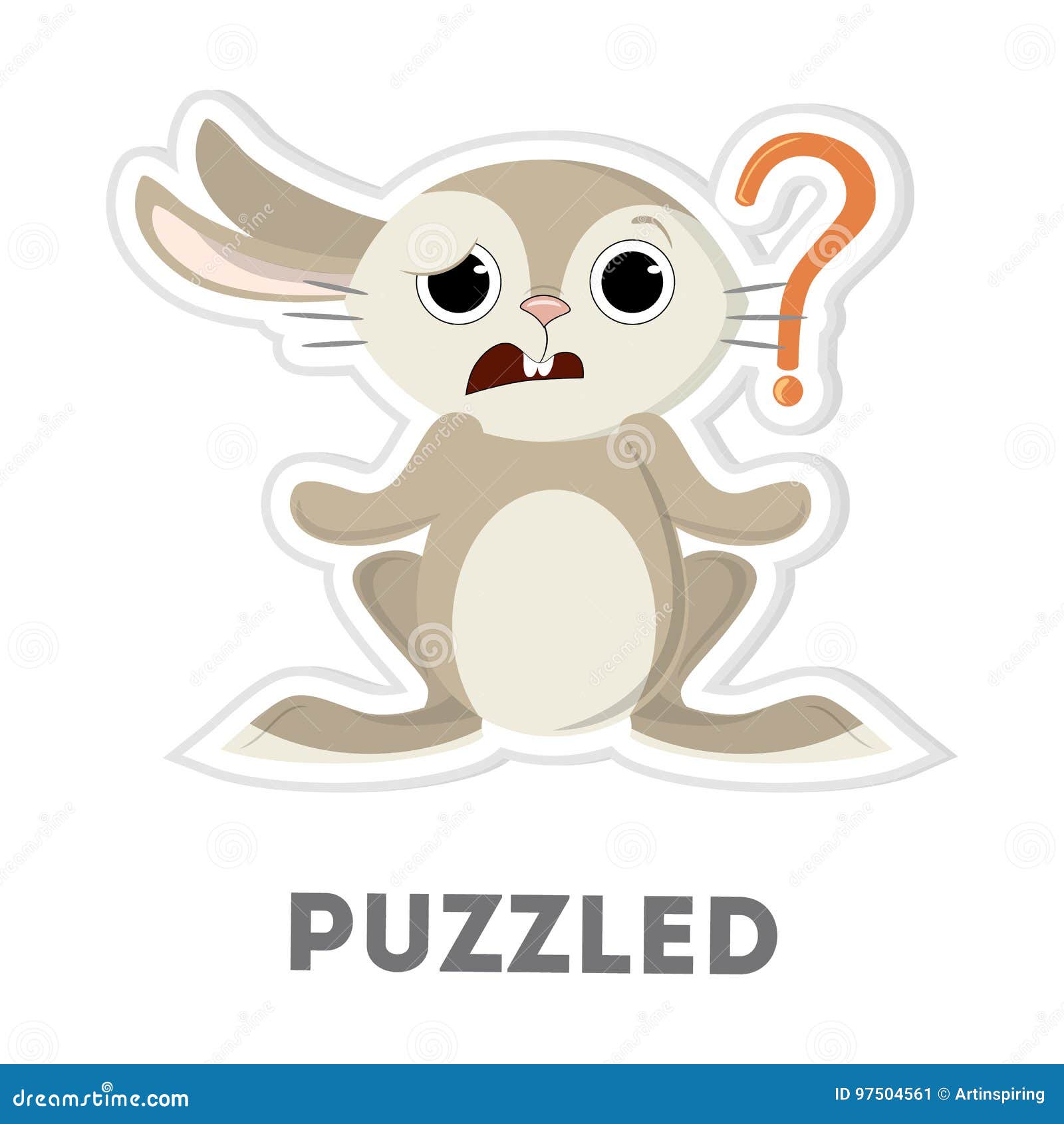 Isolated puzzled rabbit. stock vector. Illustration of confused - 97504561