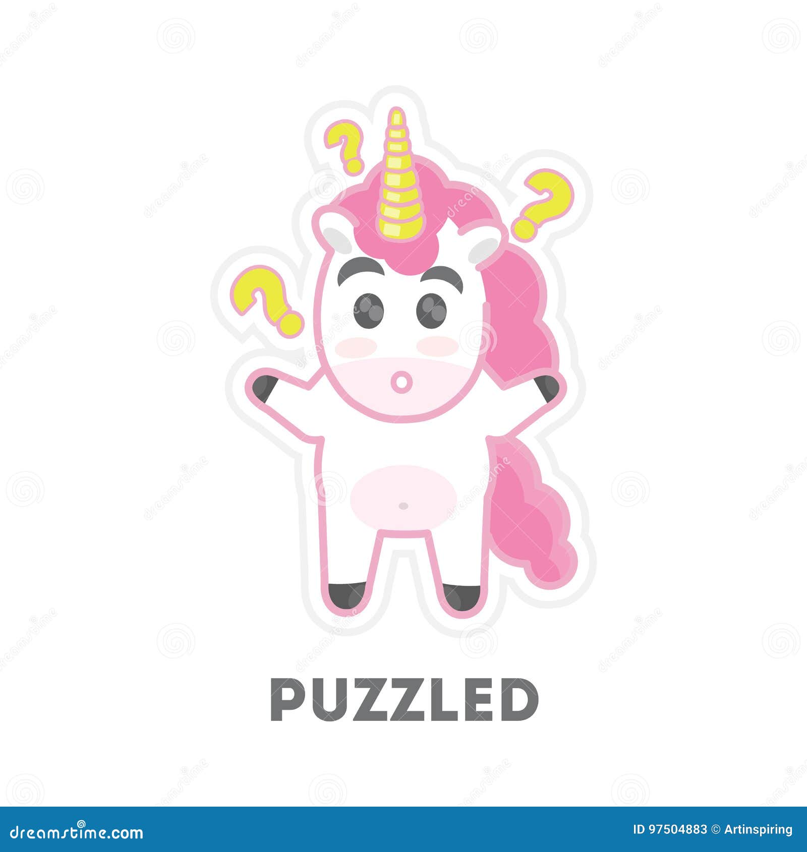 Unicorn Confused Oops. Magic Horse Perplexed Emotions. Fairy Beast ...