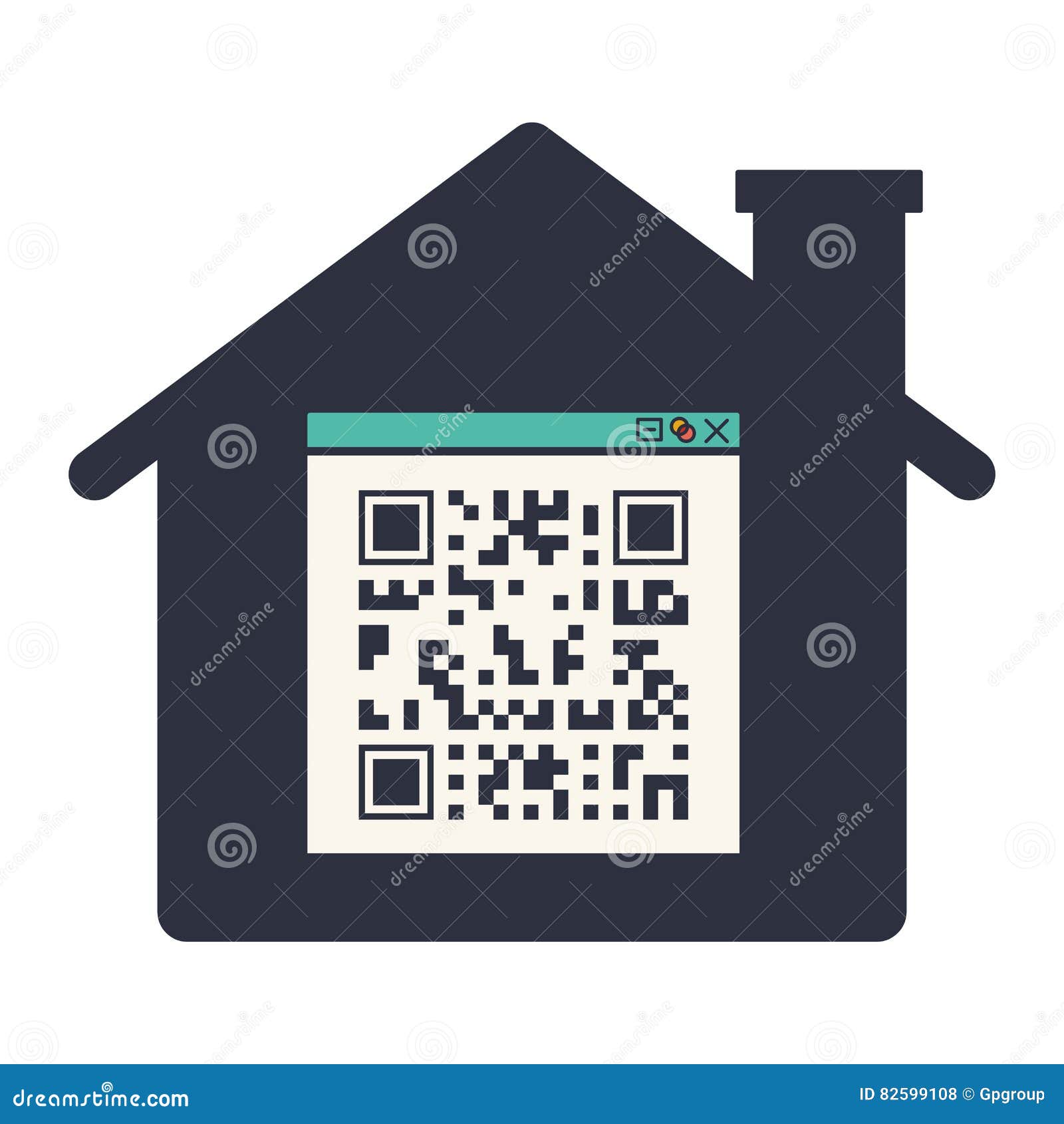 Isolated Qr Code and House Design Stock Vector - Illustration of ...