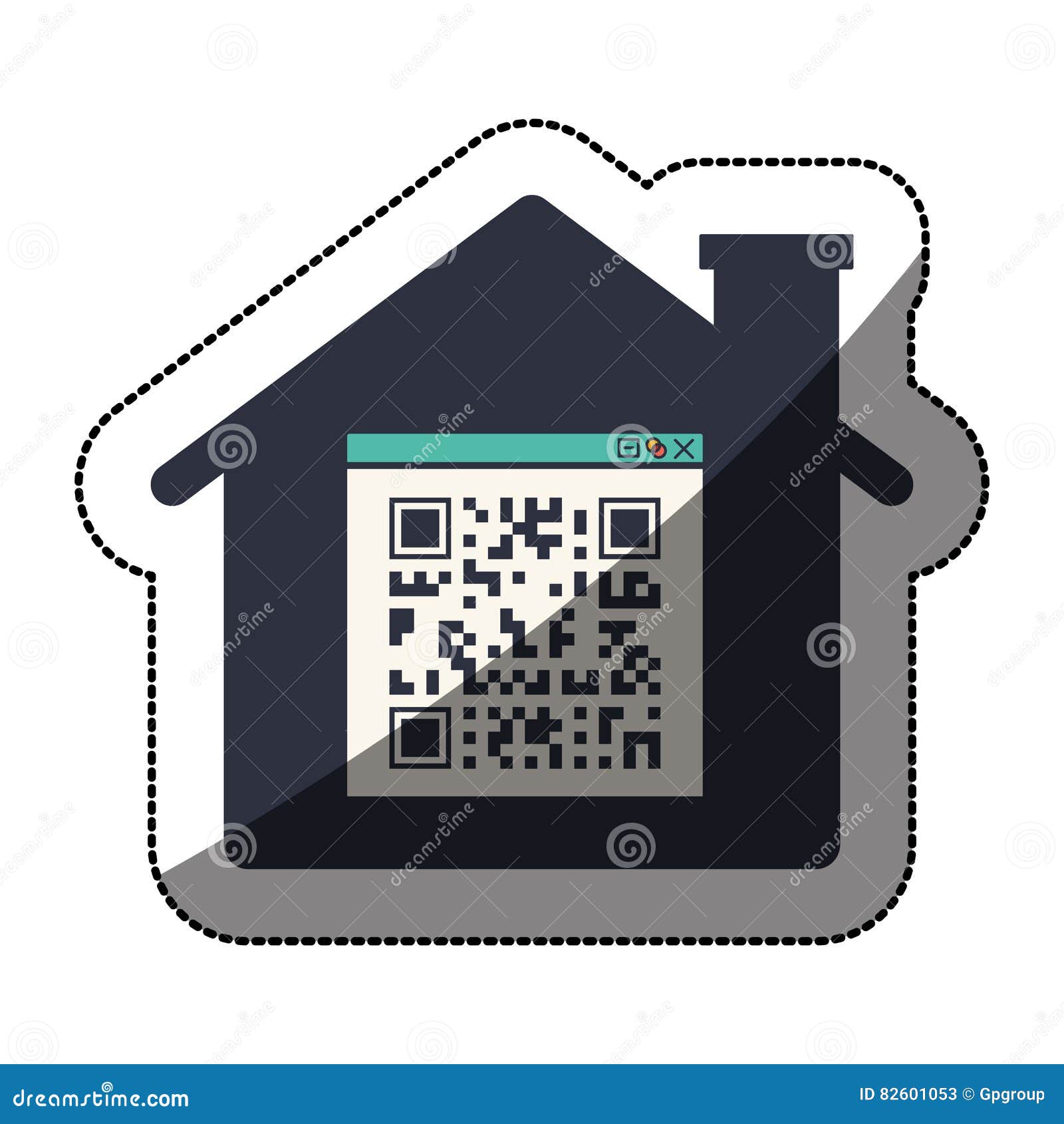 Isolated Qr Code and House Design Stock Vector - Illustration of data ...