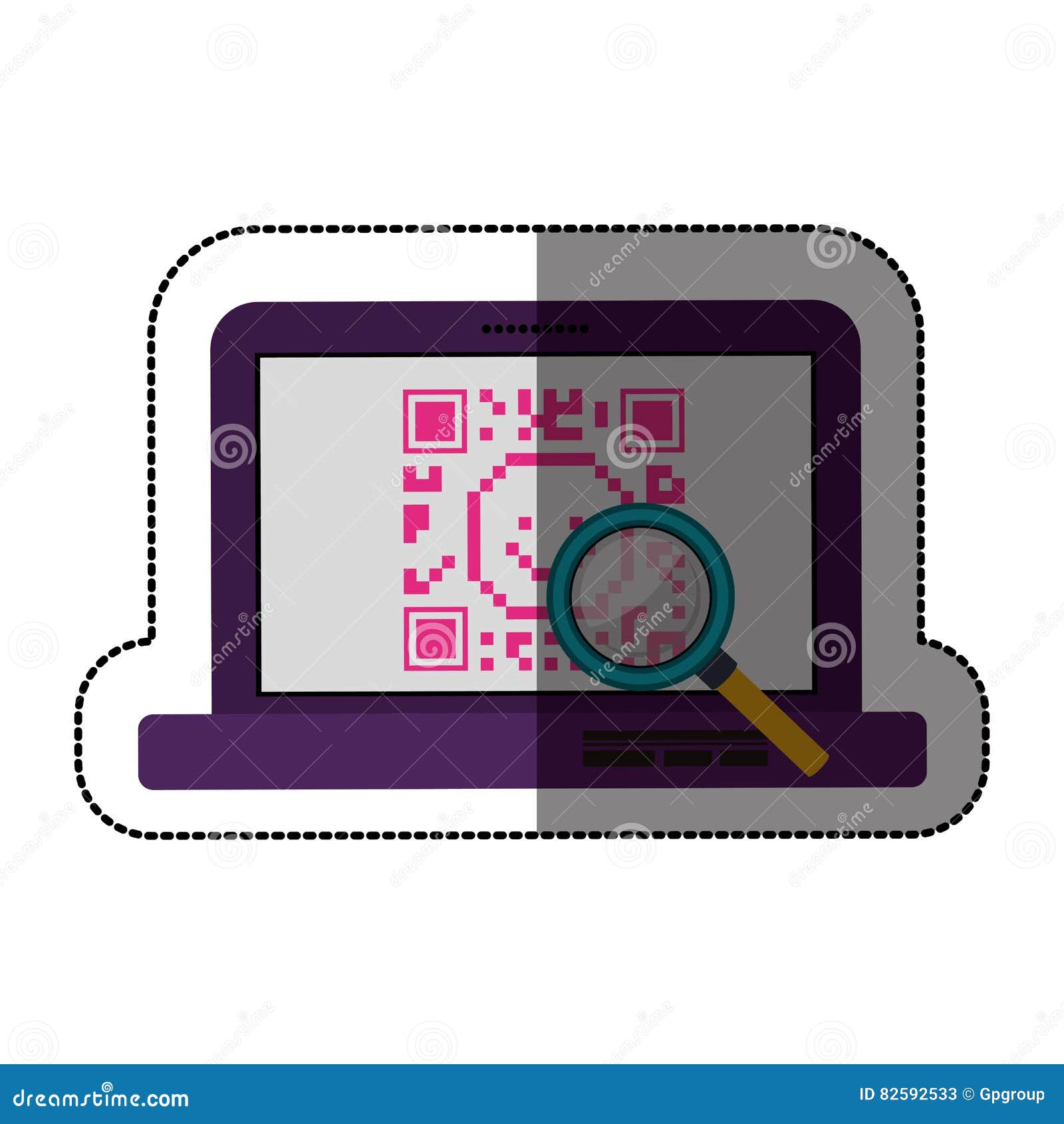 Isolated Qr Code and Laptop Design Stock Vector - Illustration of ...