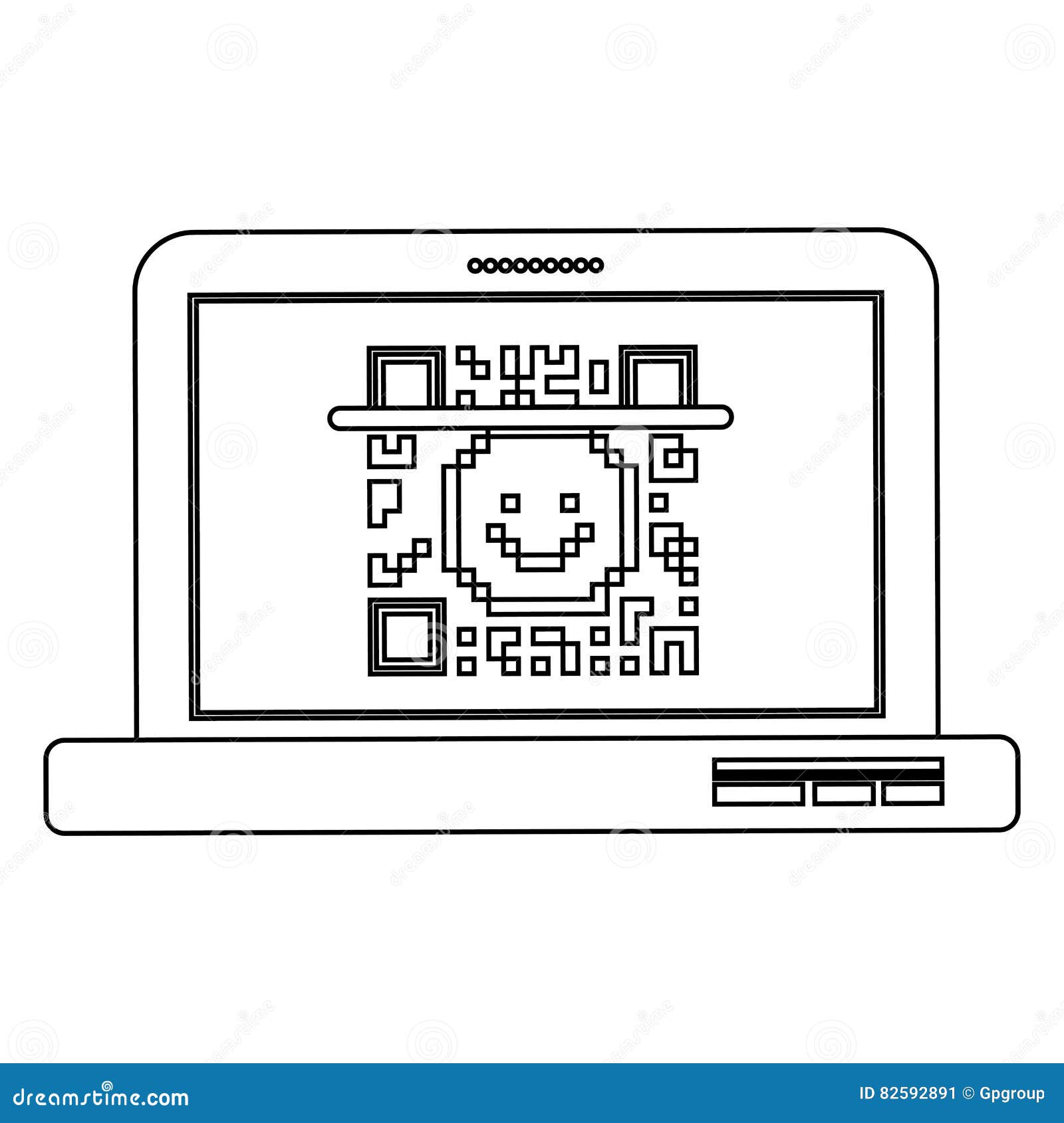 Isolated Qr Code and Laptop Design Stock Vector - Illustration of ...