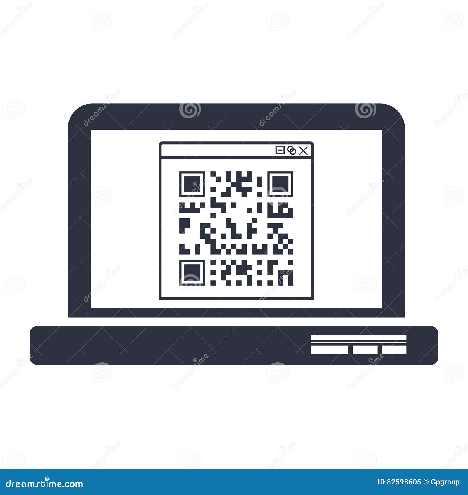 Isolated Qr Code and Laptop Design Stock Vector - Illustration of ...
