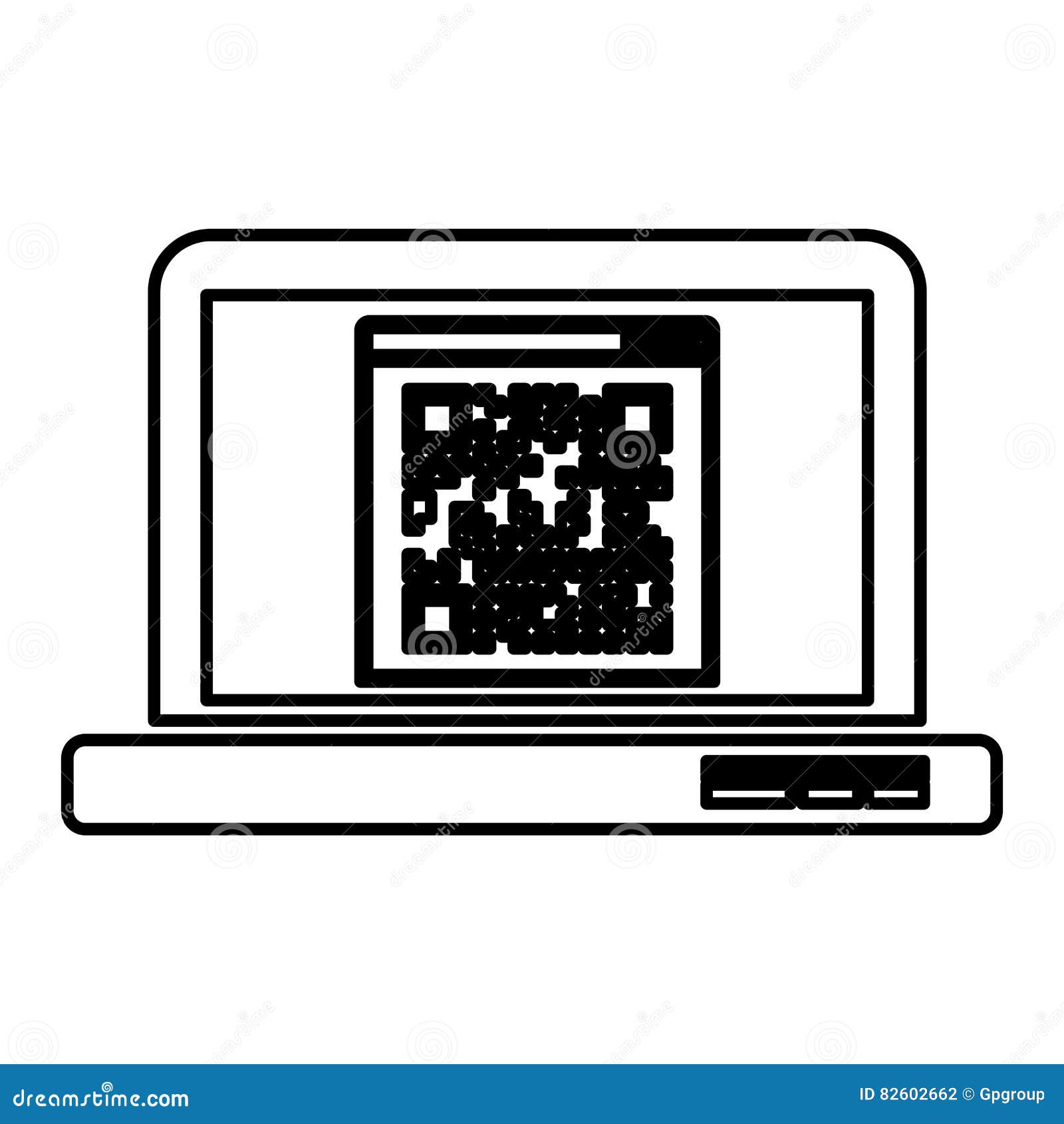 Isolated Qr Code and Laptop Design Stock Illustration - Illustration of ...