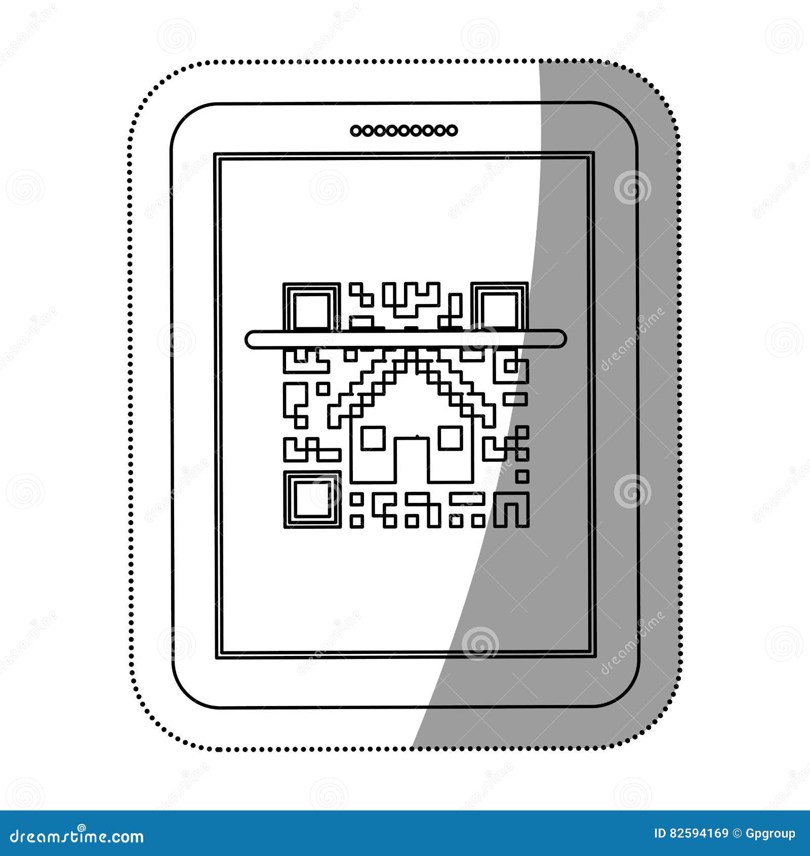 Isolated Qr Code and Tablet Design Stock Vector - Illustration of ...