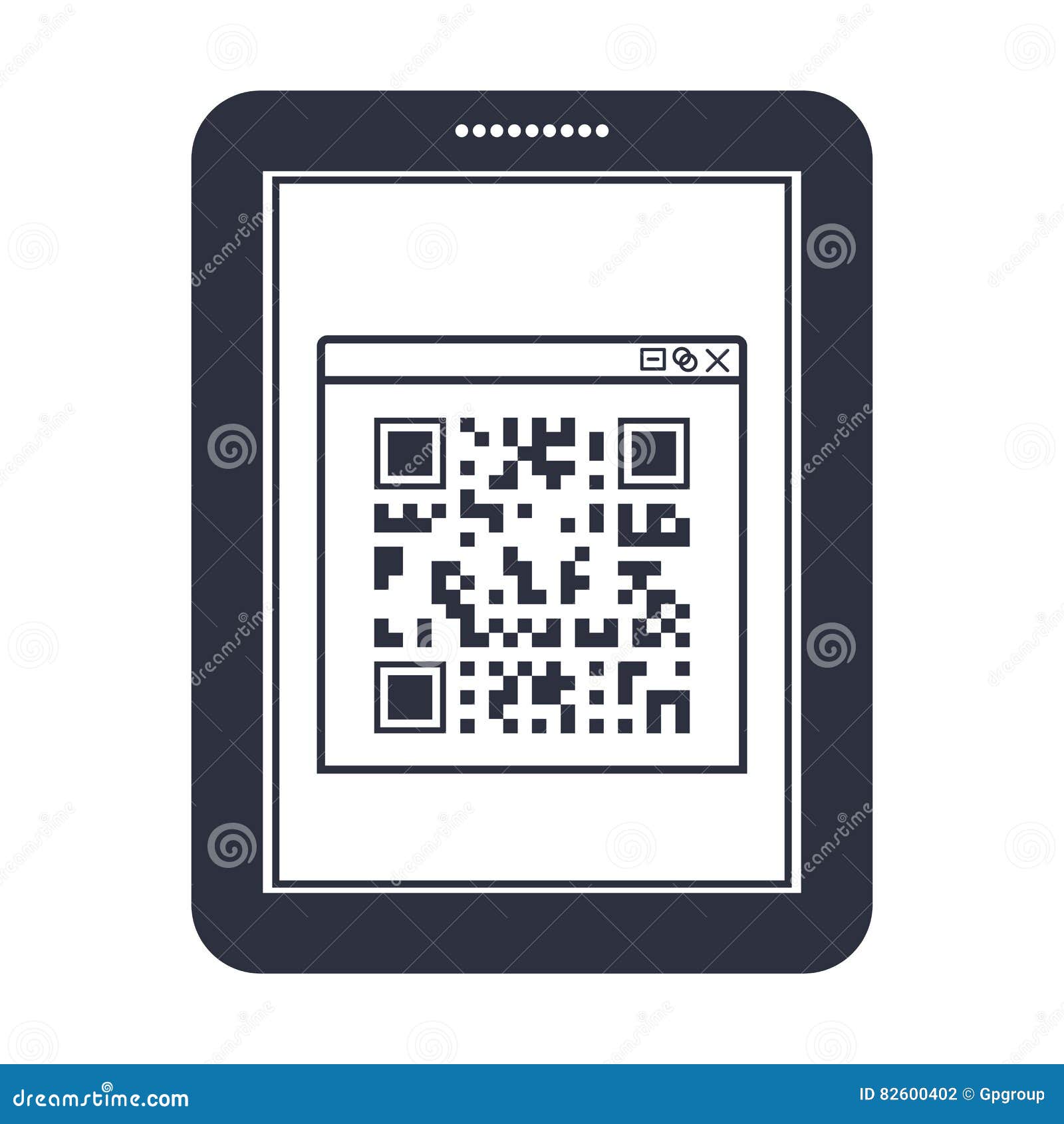 Isolated Qr Code and Tablet Design Stock Vector - Illustration of line ...