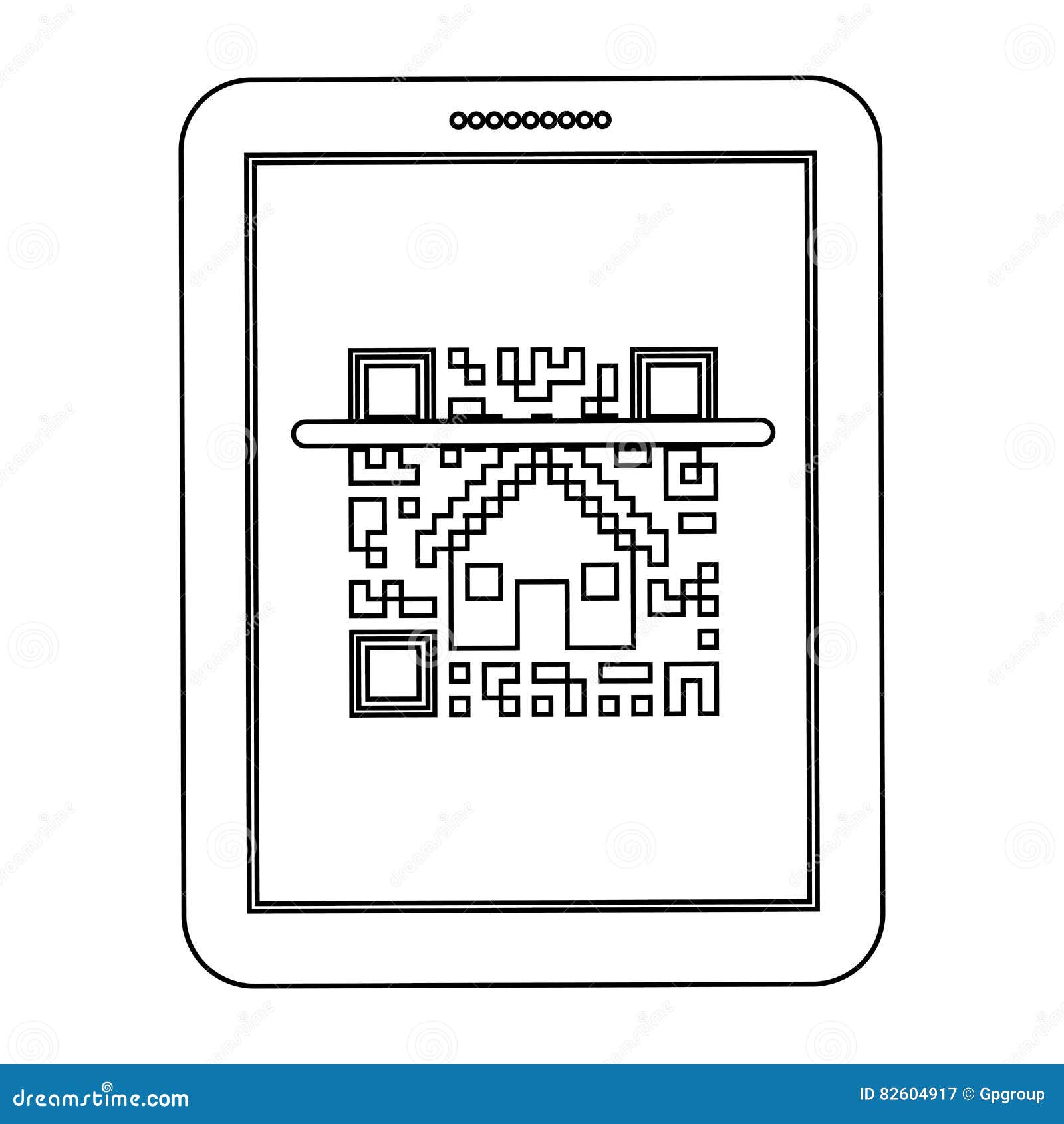 Isolated Qr Code and Tablet Design Stock Illustration - Illustration of ...