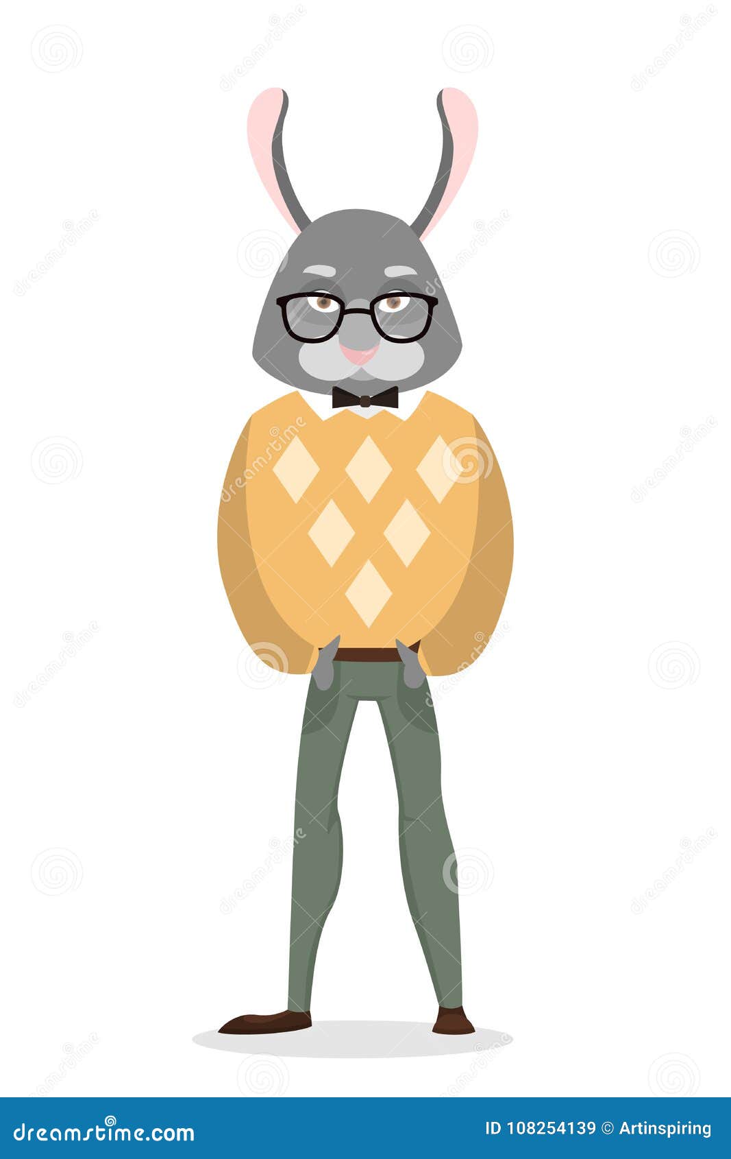 Isolated rabbit man. stock vector. Illustration of modern - 108254139