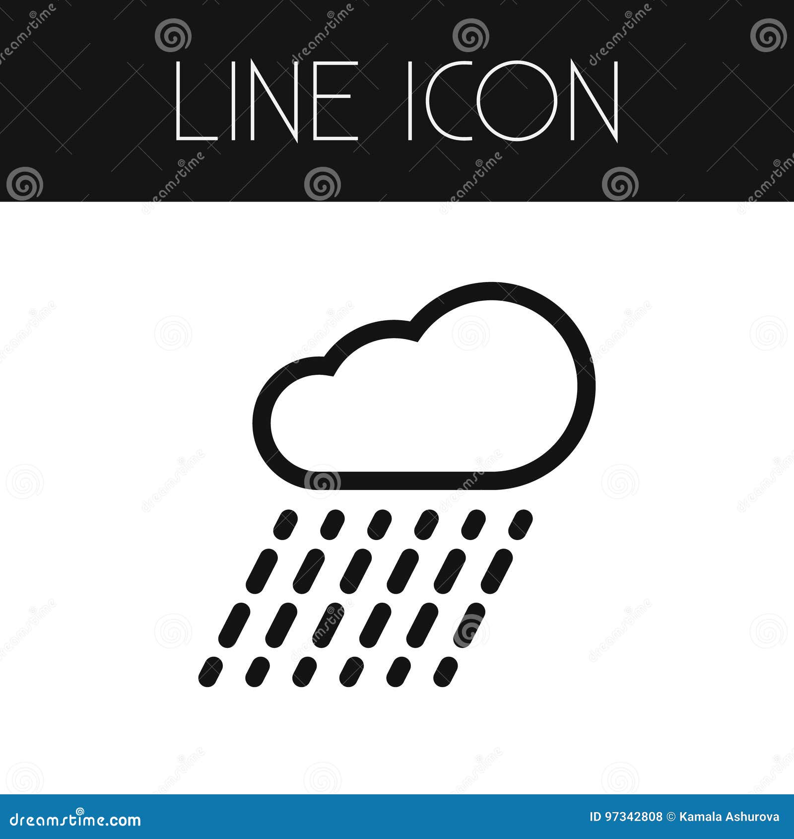 Isolated Rain Outline. stock vector. Illustration of meteorology - 97342808
