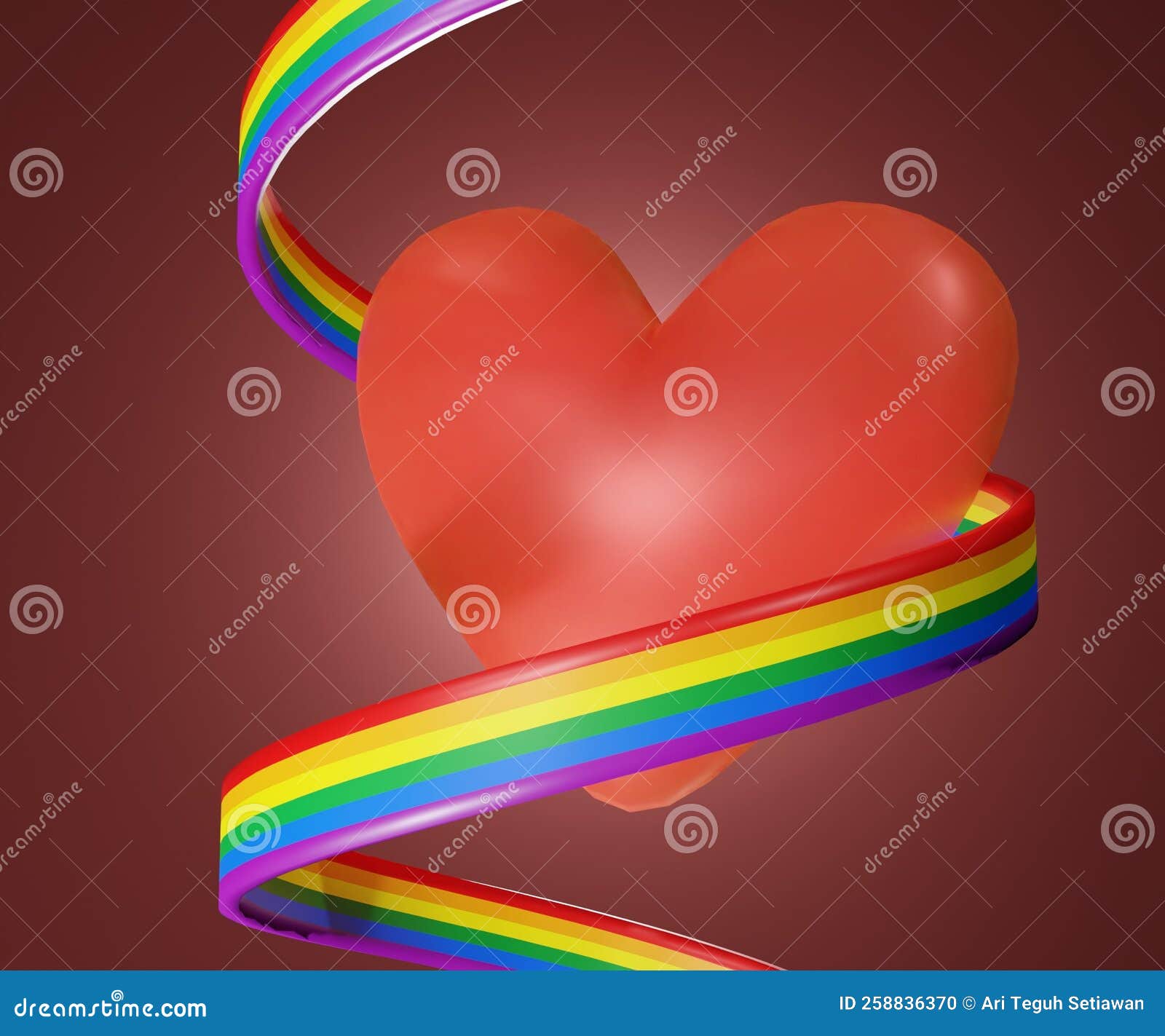 Isolated Rainbow Ribbon and Red Heart Stock Illustration - Illustration ...