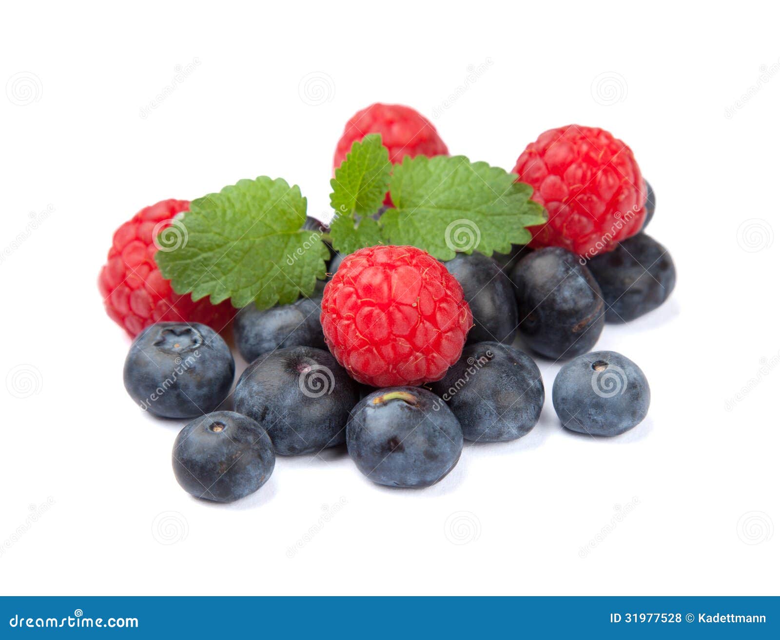 Isolated Raspberries and Blueberries Stock Photo - Image of background ...