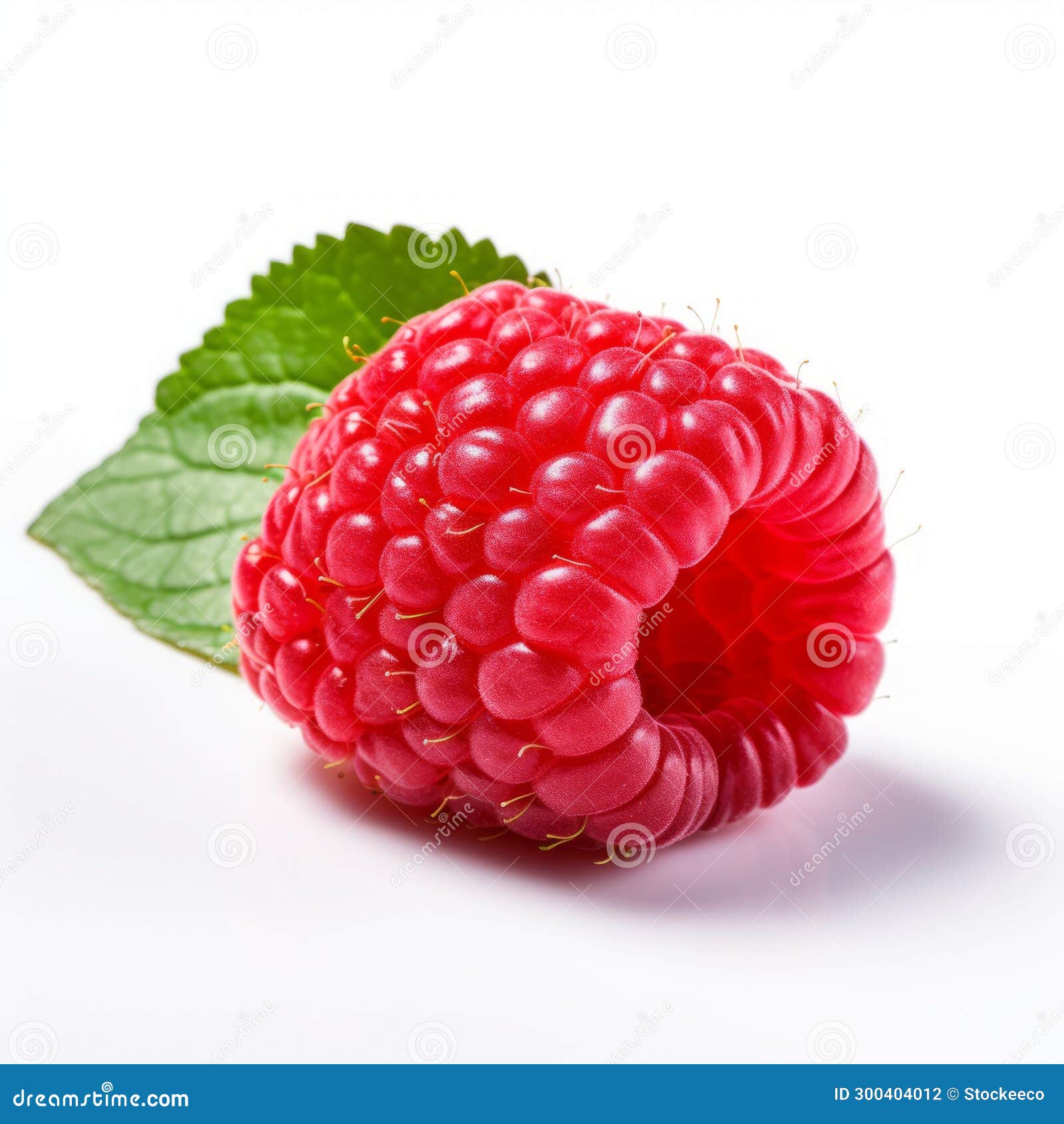 Isolated Raspberry with Leaf: Tilt-shift Style Photography on White ...