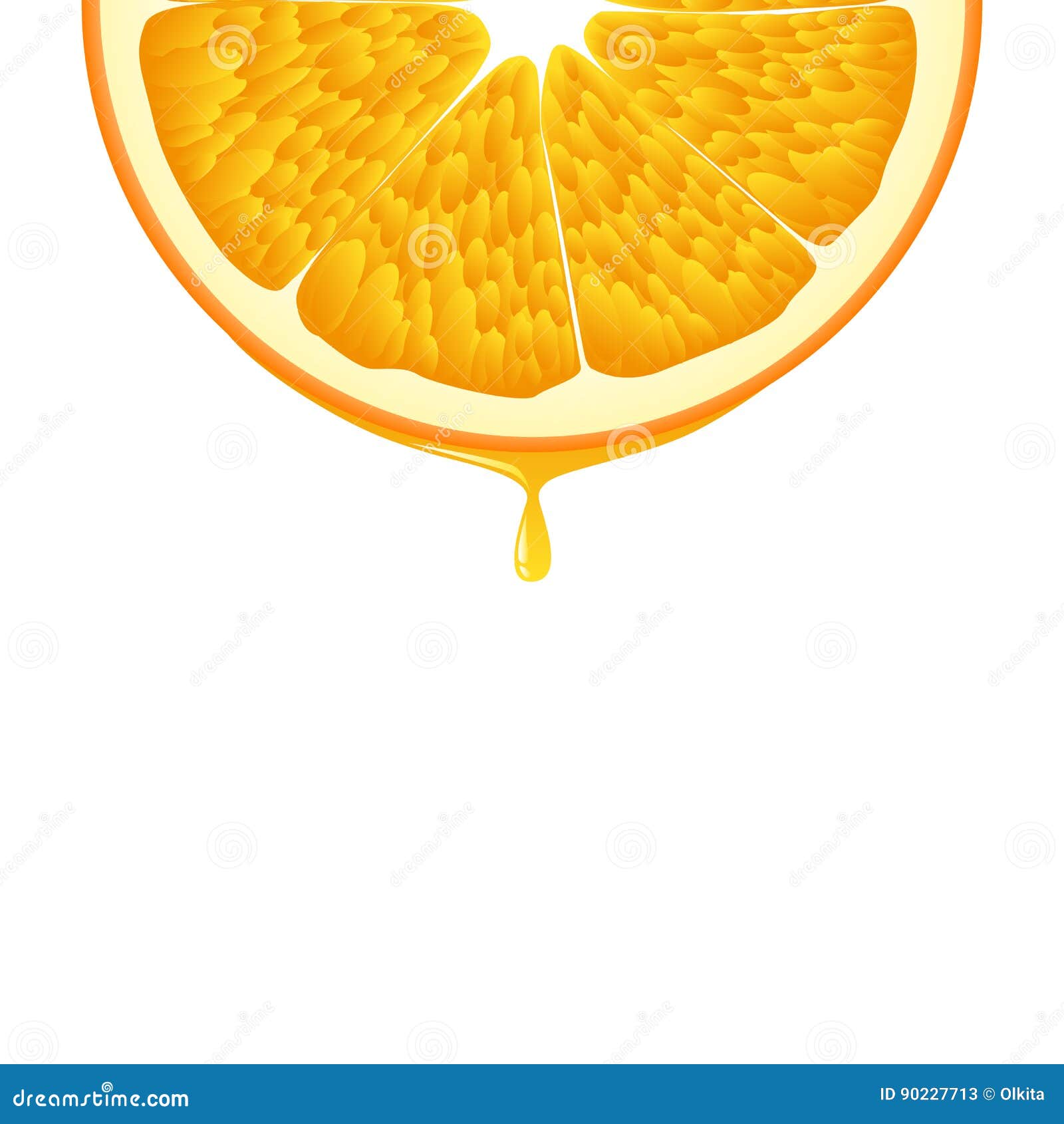 Isolated Realistic Colored Half Circle Slice Of Juicy Orange With Drop ...
