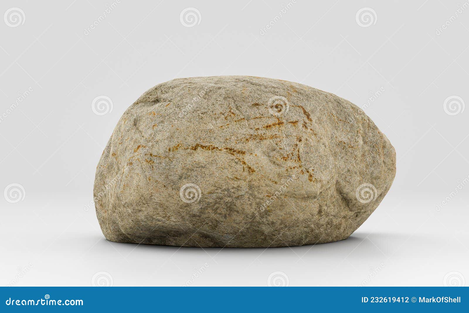 Isolated Realistic Rock in White Background, 3d Rendering Stock ...