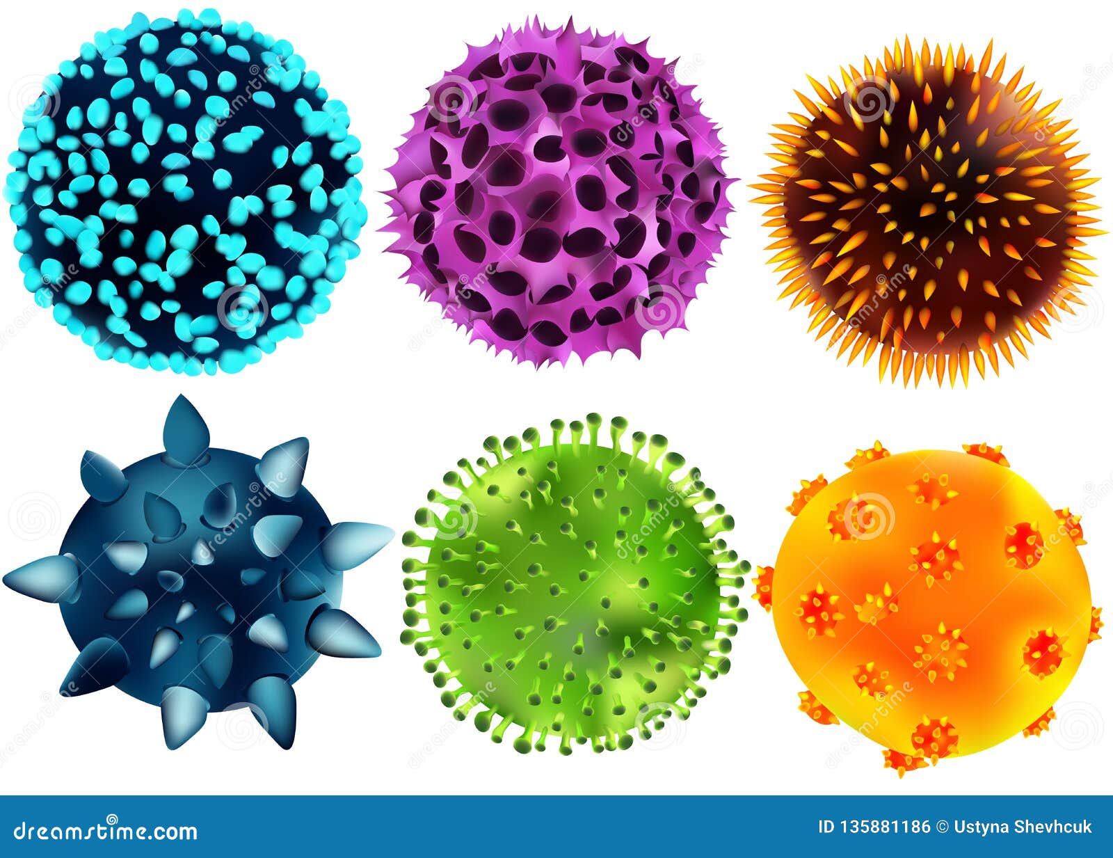 Isolated Realistic Vector Set of Viruses and Bacteria. Viruses and ...