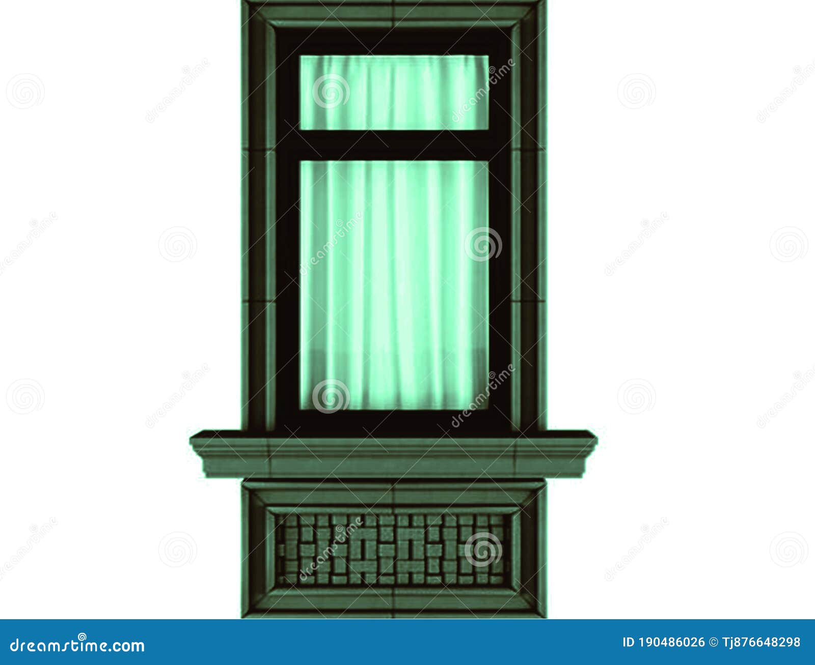 An Isolated Rectangular European Style Window, Massive Window Sill and ...