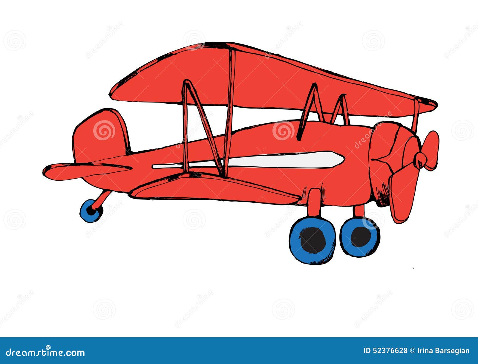 Isolated Red Airplane with Blue Wheels. Illustration Stock Vector ...