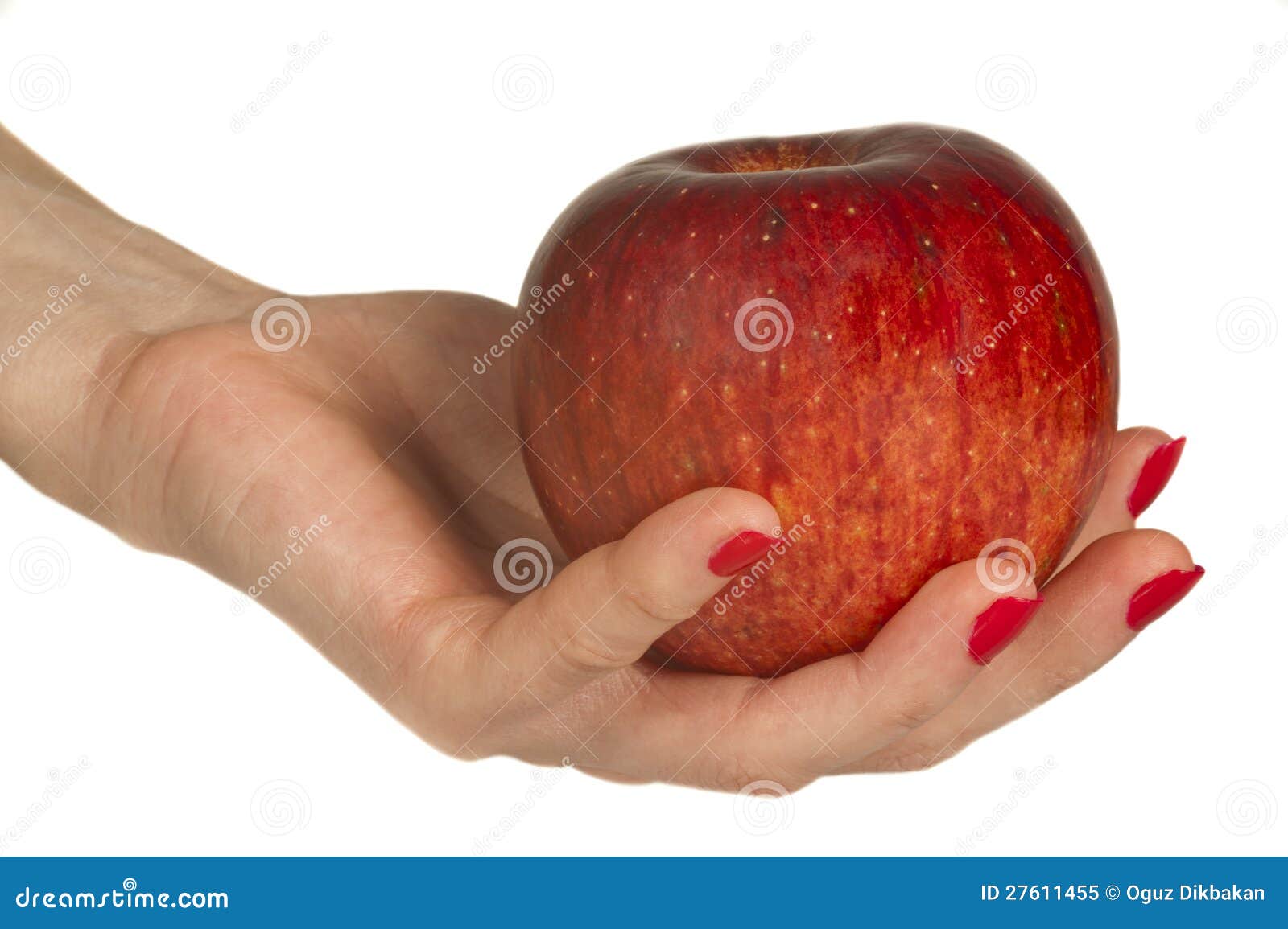 Red Apple in Hand Isolated on White Background Stock Image - Image of ...