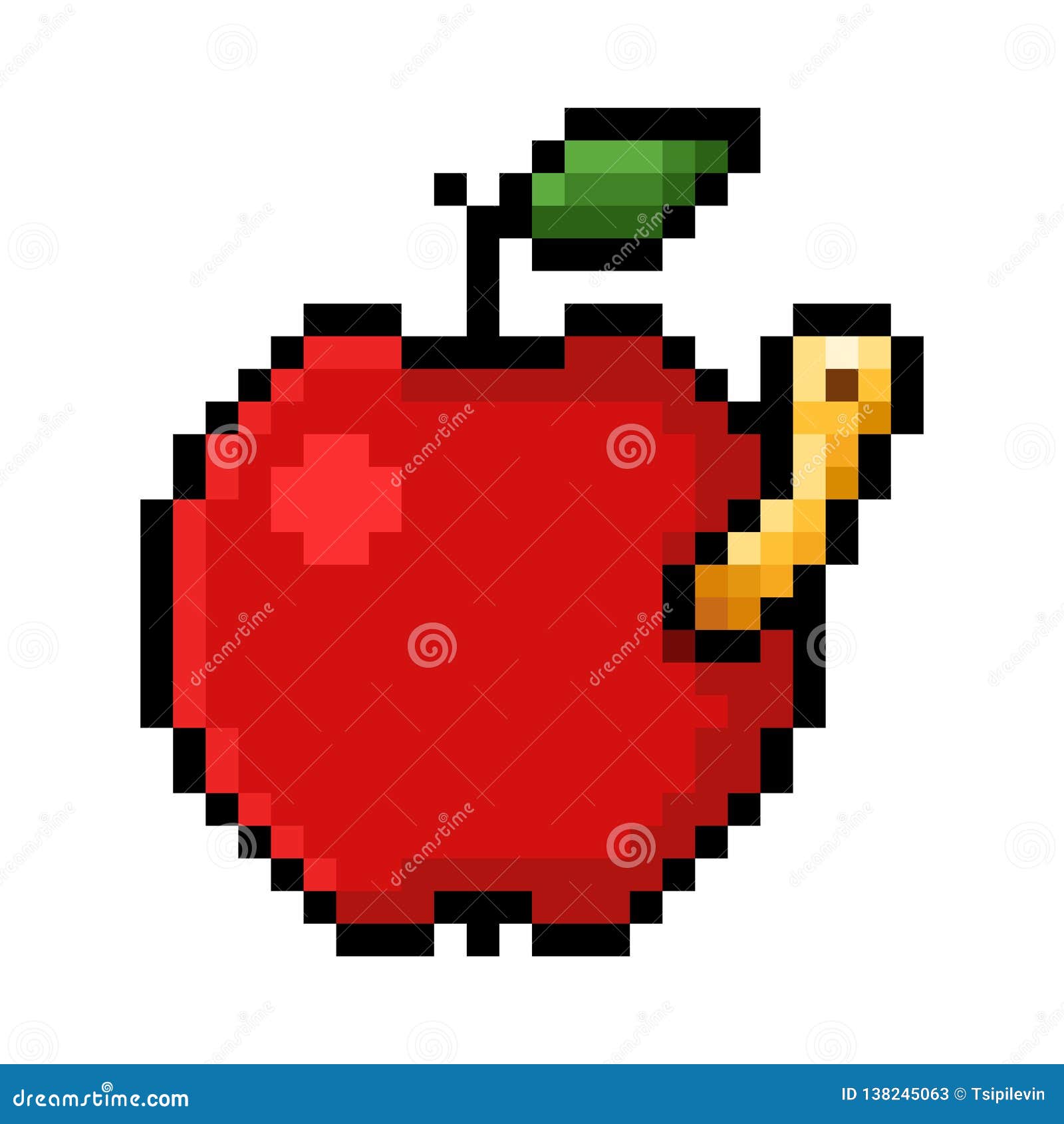 Apple With Worm Cartoon Vector | CartoonDealer.com #7040103