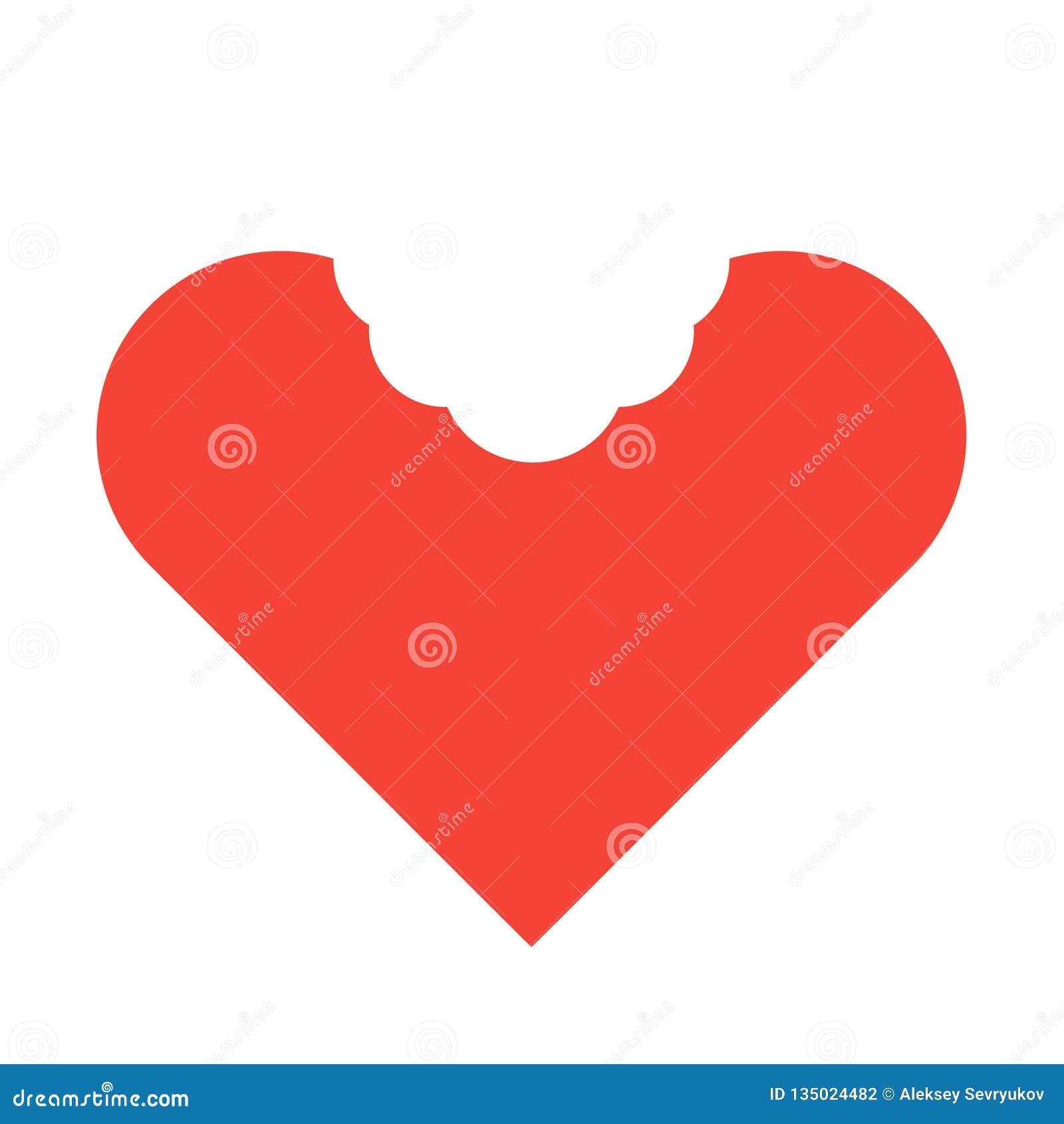 Isolated red bitten heart stock vector. Illustration of icon - 135024482