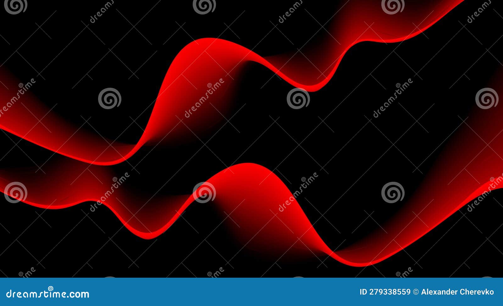 Isolated Red Bright Smooth Wave Lines on Black Design Stock Vector ...