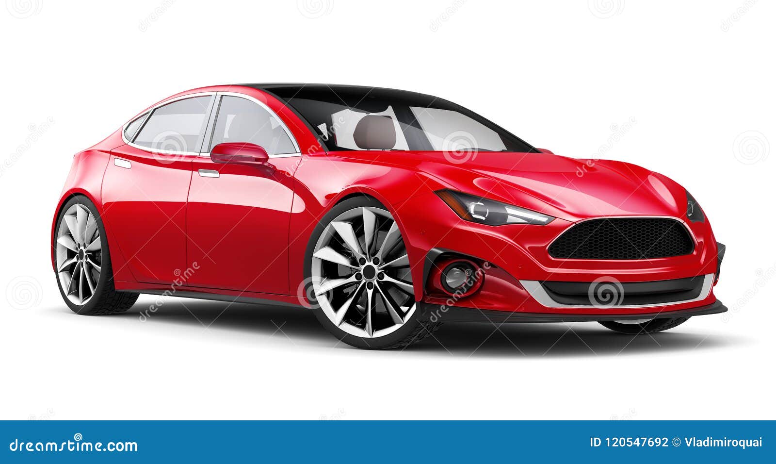 Isolated Red Car - Perspective View Stock Illustration - Illustration ...