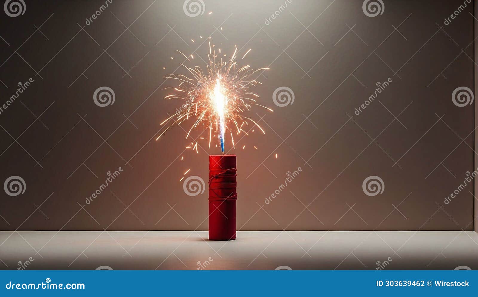 Isolated Red Firecracker Igniting Celebration Sparks - AI Generated ...