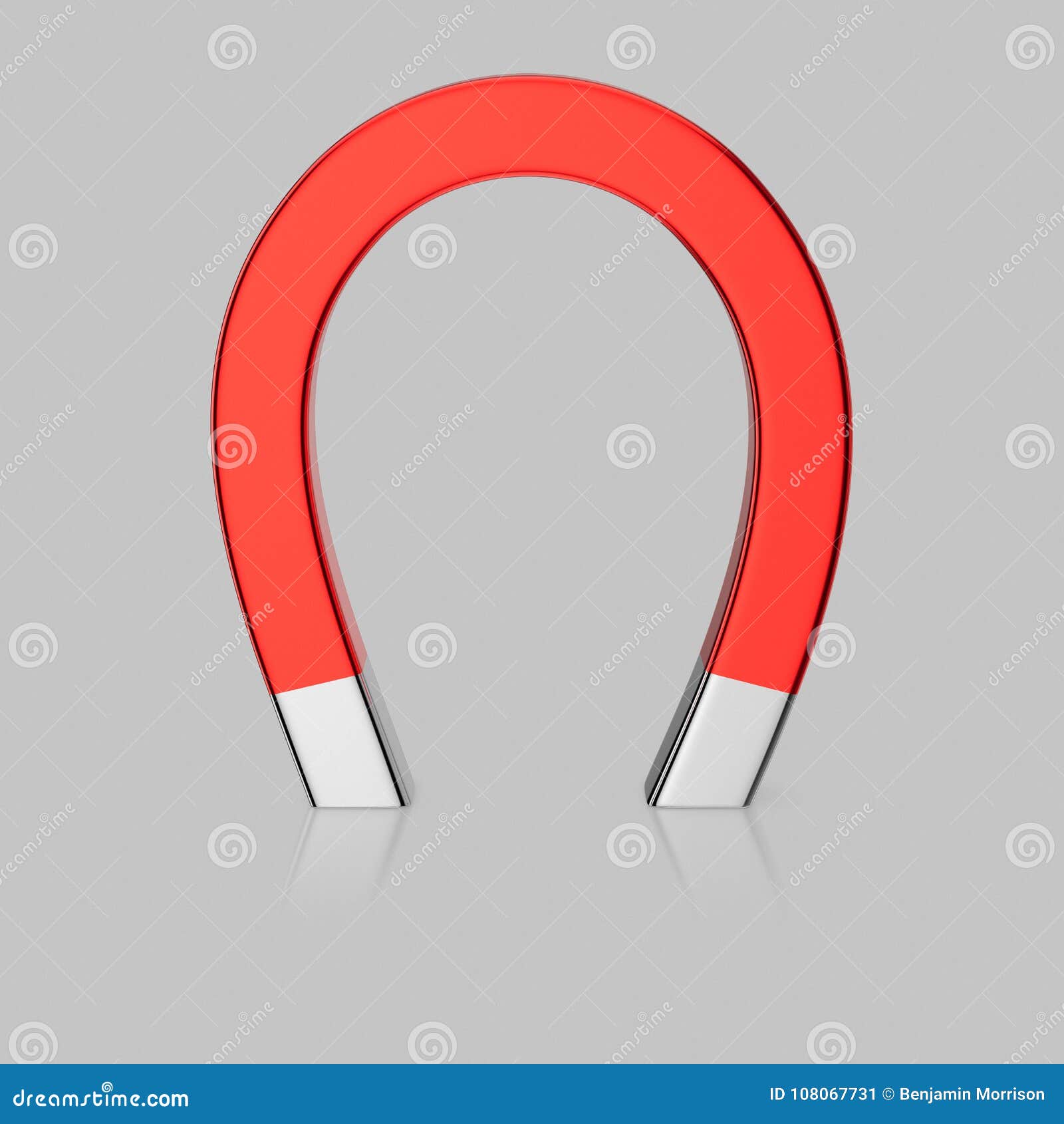 Isolated Red Magnet on a Light Reflective Surface Stock Illustration ...