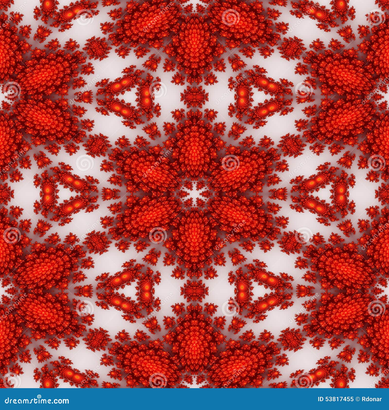 Isolated Red Orange Fractal Ornaments in White Background. Red Corner ...