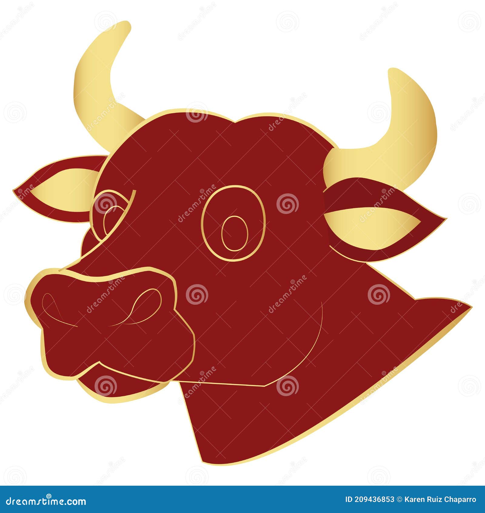 Isolated red ox stock vector. Illustration of asia, animal - 209436853