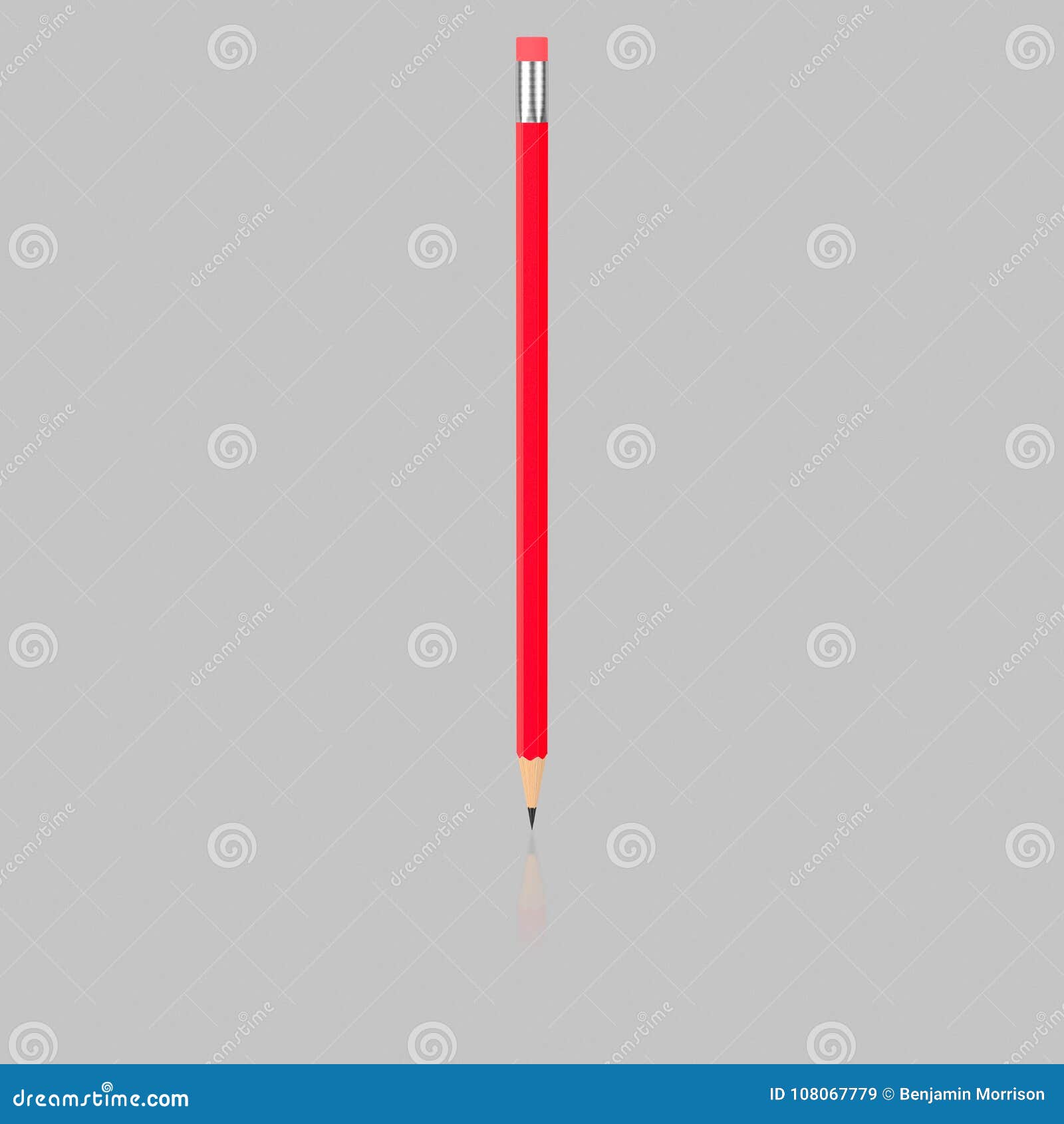 Isolated Red Pencil on a Light Reflective Surface Stock Illustration ...