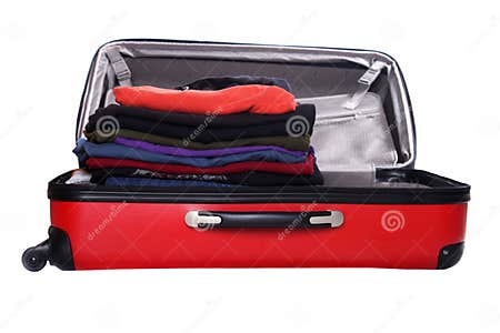 Isolated red suitcase stock image. Image of baggage, getaway - 10493553