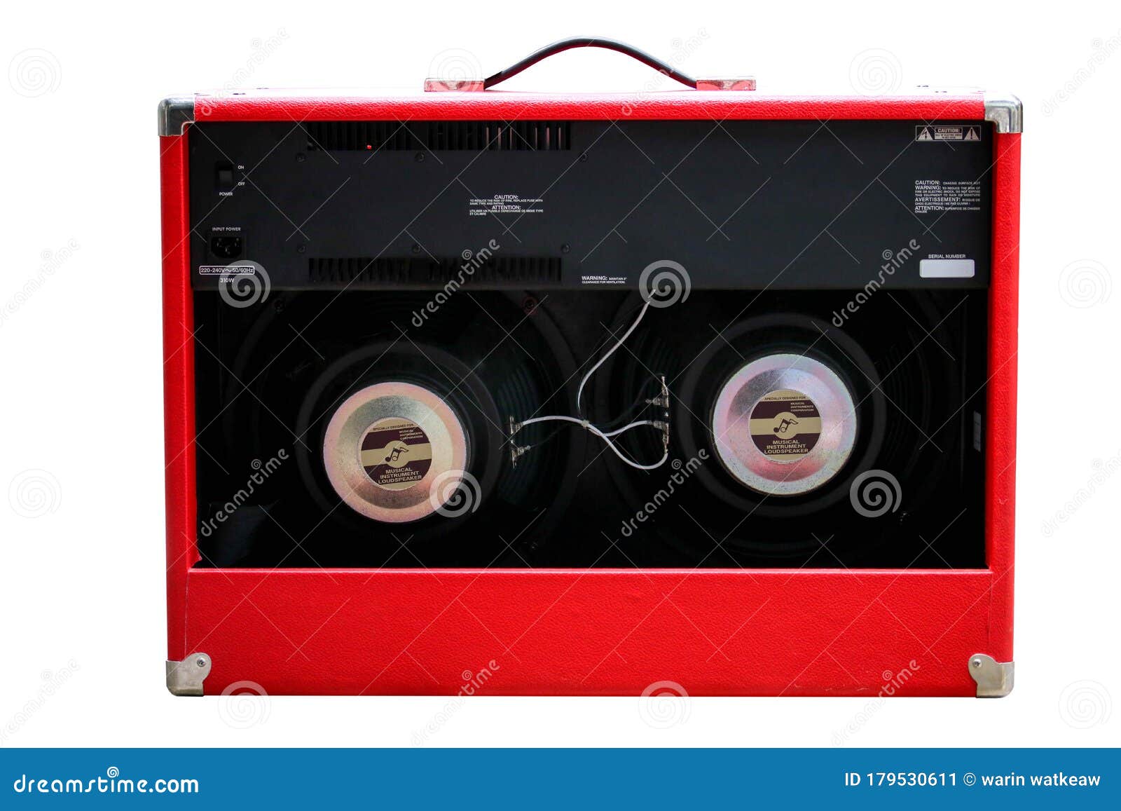 Isolated Red Vintage Amplifier. Stock Image - Image of amplify, cable ...