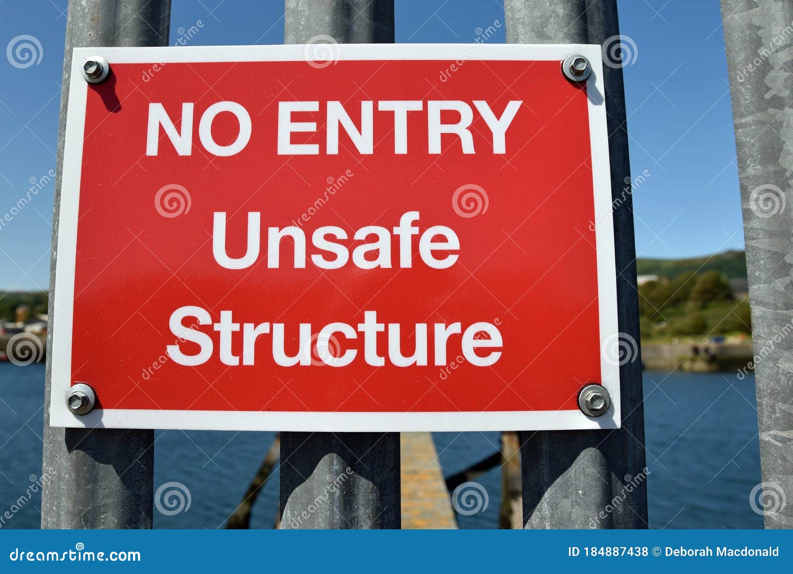 Isolated Red and White Rectangular Warning Sign - No Entry Unsafe ...